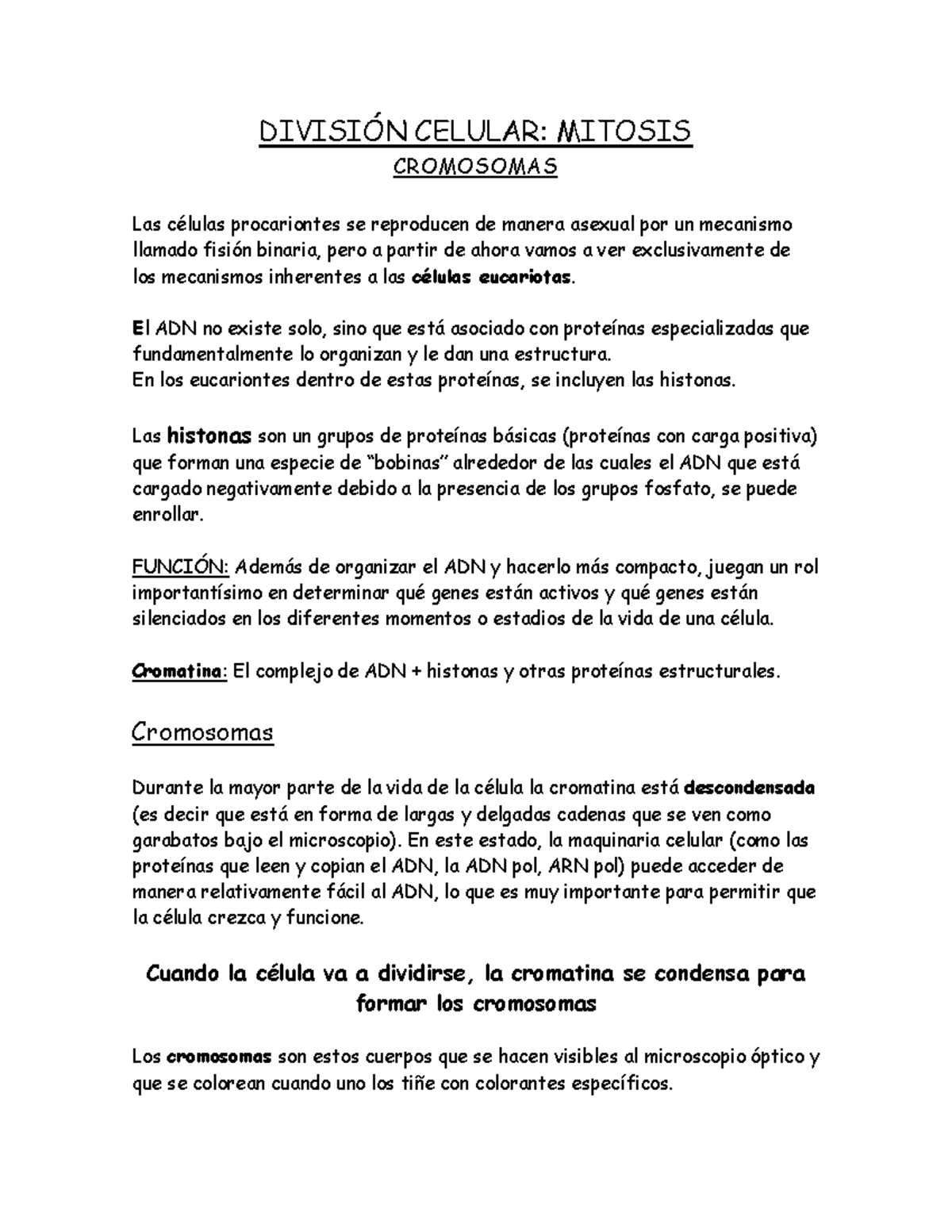 Mitosis y Cromosomas: Estudio Completo - CBC - Studocu