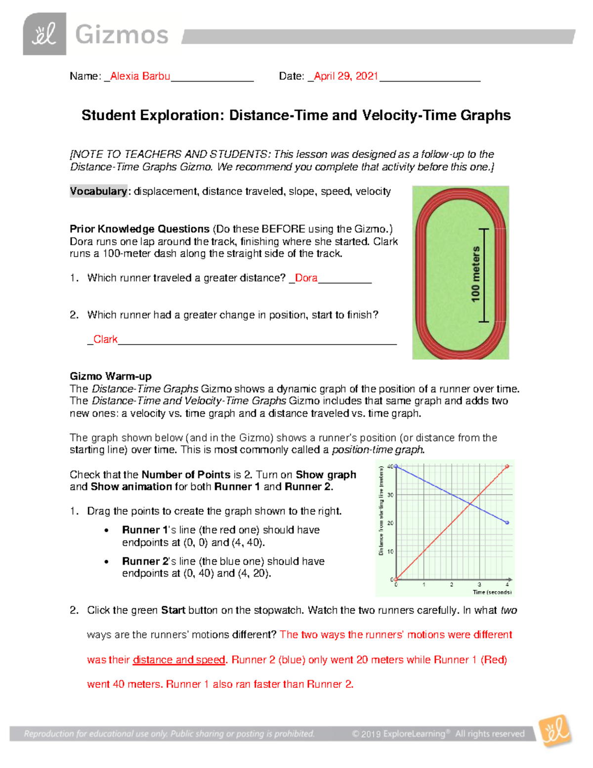 Distance-Time and Velocity-Time Graphs Exploration (Science 101) - Studocu