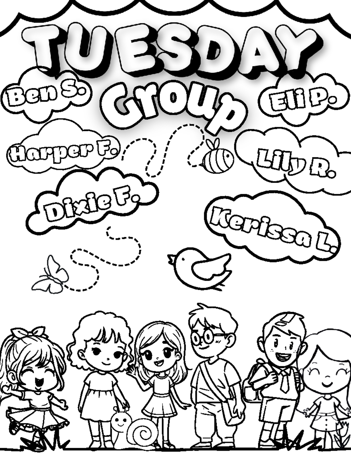 Tuesday Group Coloring Page - ENGL 114 - Dixie F. G r o u p Lily R ...