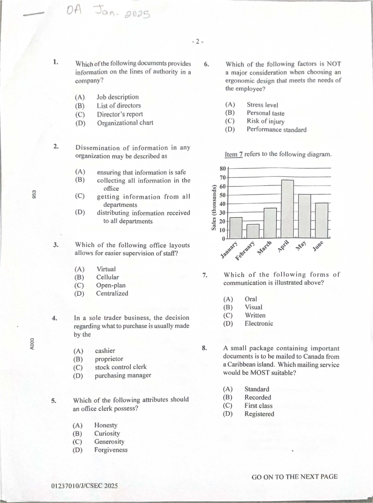 CSEC OA Jan 2025 Paper 1 Exam Questions and Answers - Studocu