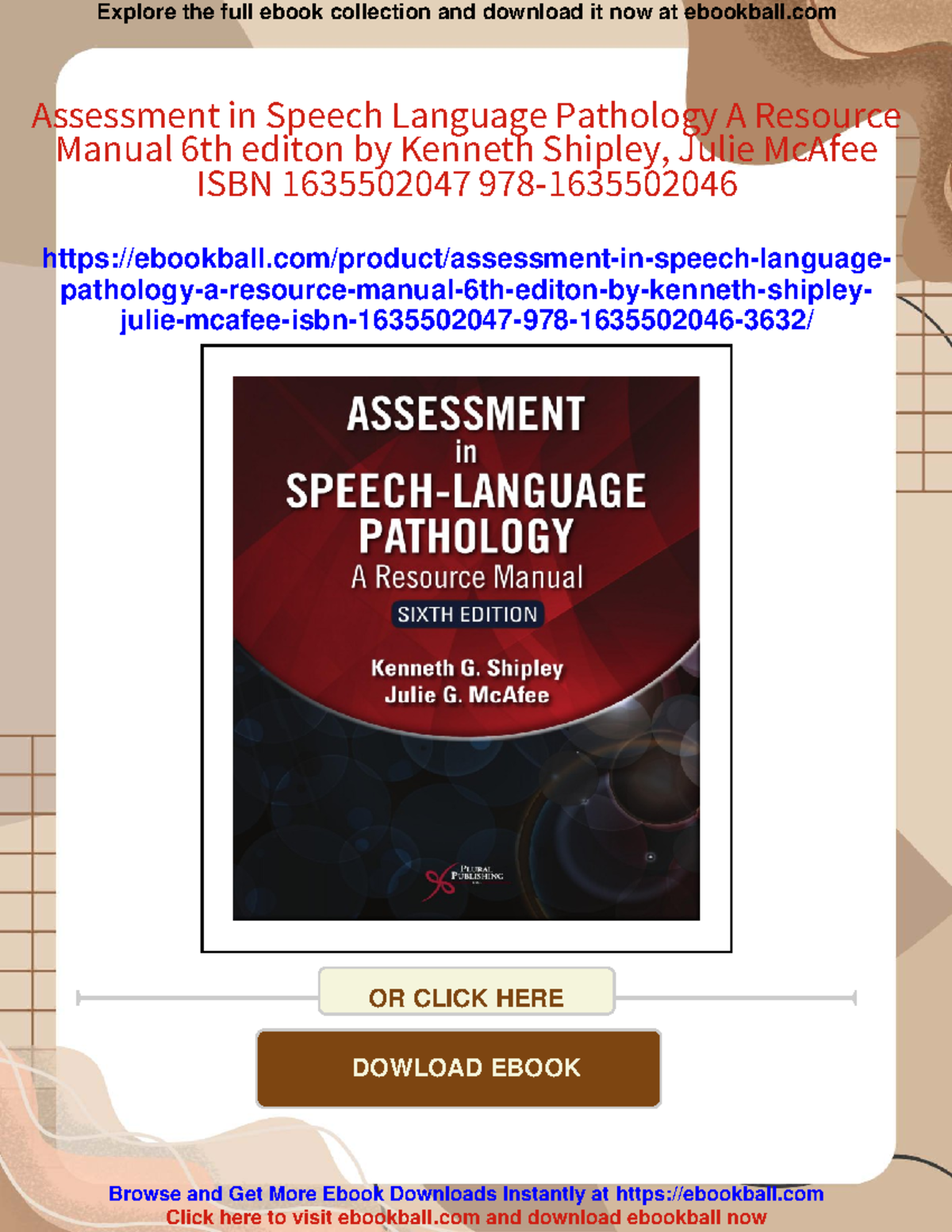 Assessment in Speech Language Pathology: A Resource Manual 6th Edition ...