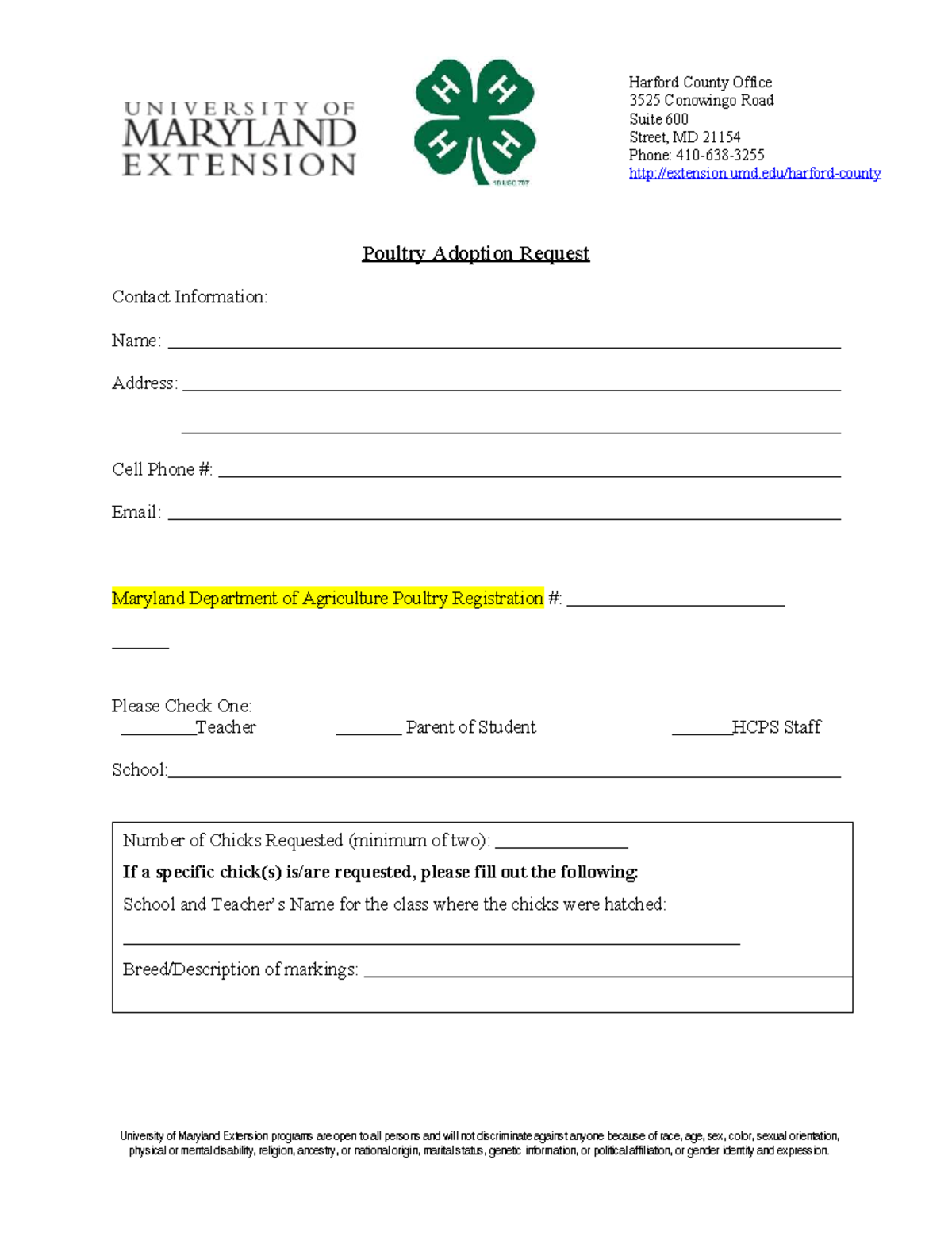 Spring 2025 Poultry Adoption Request Form for HCPS Students - Studocu