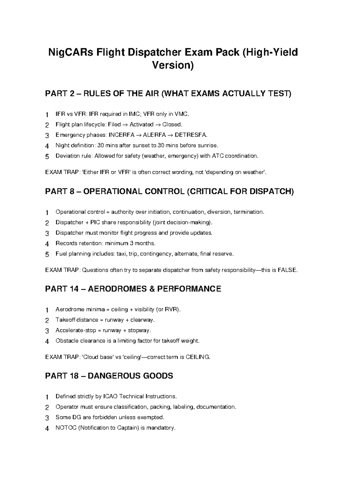 NigCARs Flight Dispatcher Exam Study Pack: Rules of the Air & More ...