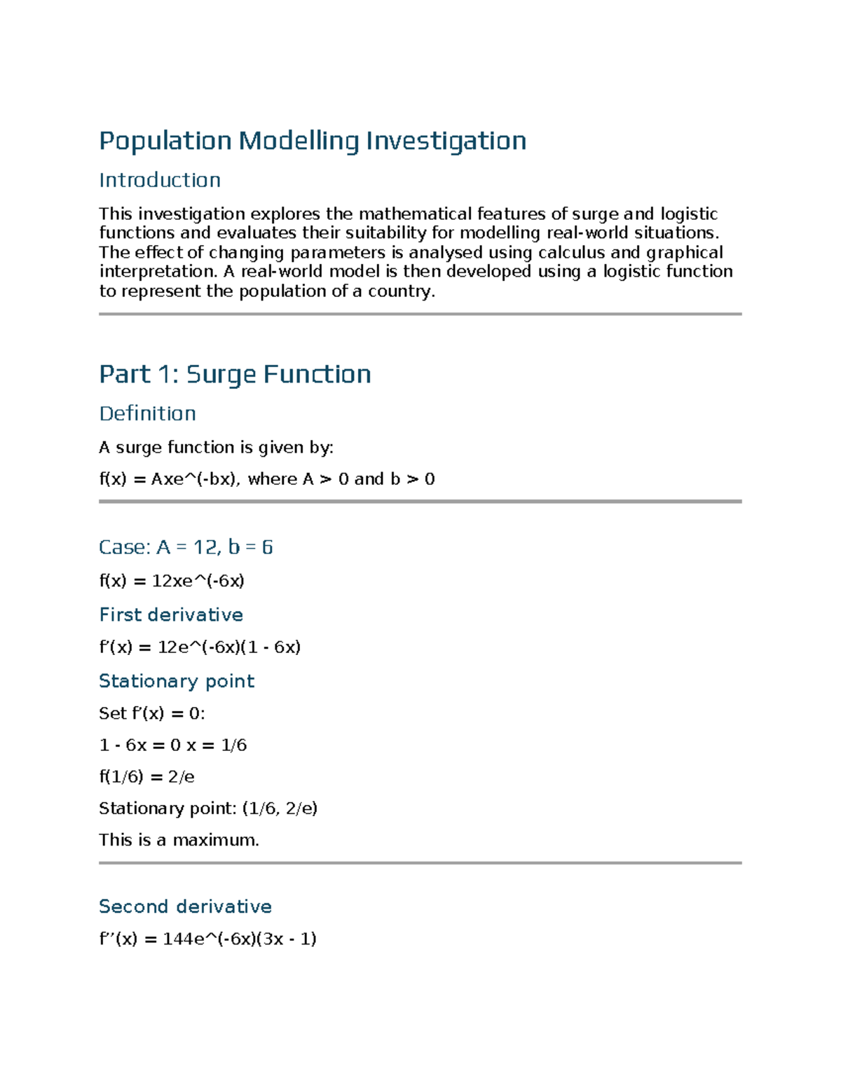 Population Modelling Investigation: Surge & Logistic Functions Analysis ...