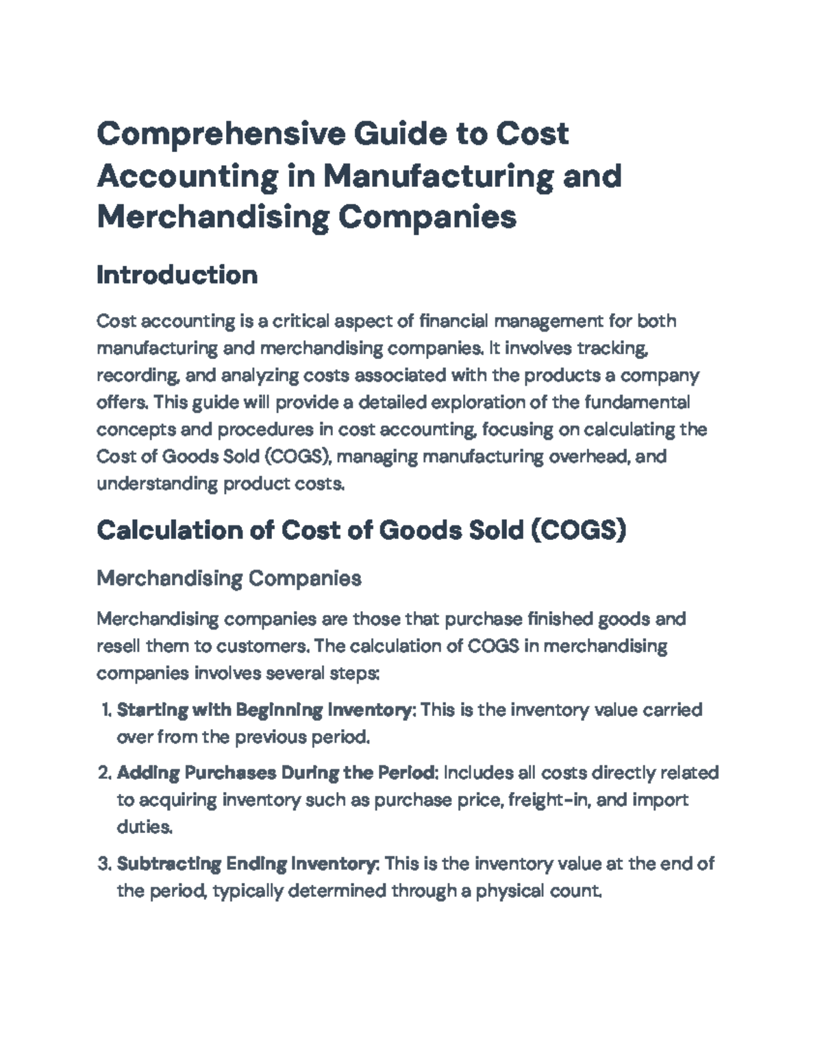 Comprehensive Guide to Cost Accounting for Manufacturing ...