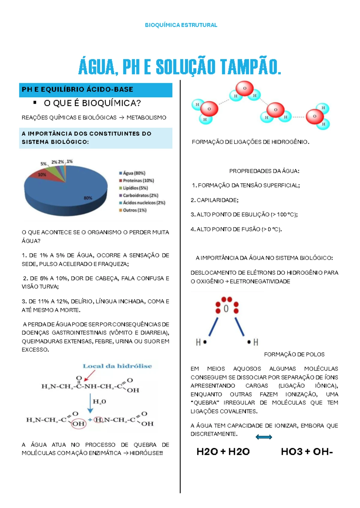 Bioquímica Estrutural I: Água e Interações em Sistemas Aquosos - Studocu