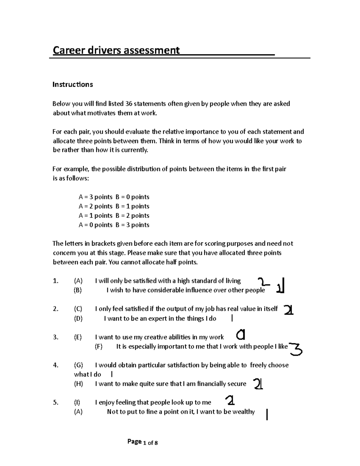 Career Drivers Assessment Guide - Richmond - Studocu