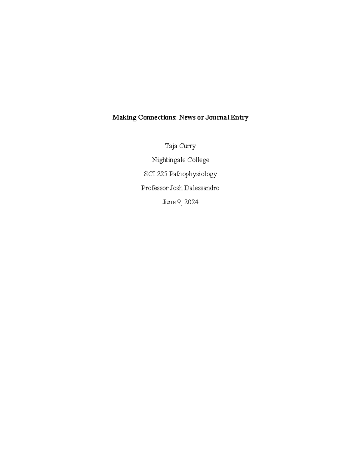 Making Connections-Week 5 - Making Connections: News or Journal Entry ...