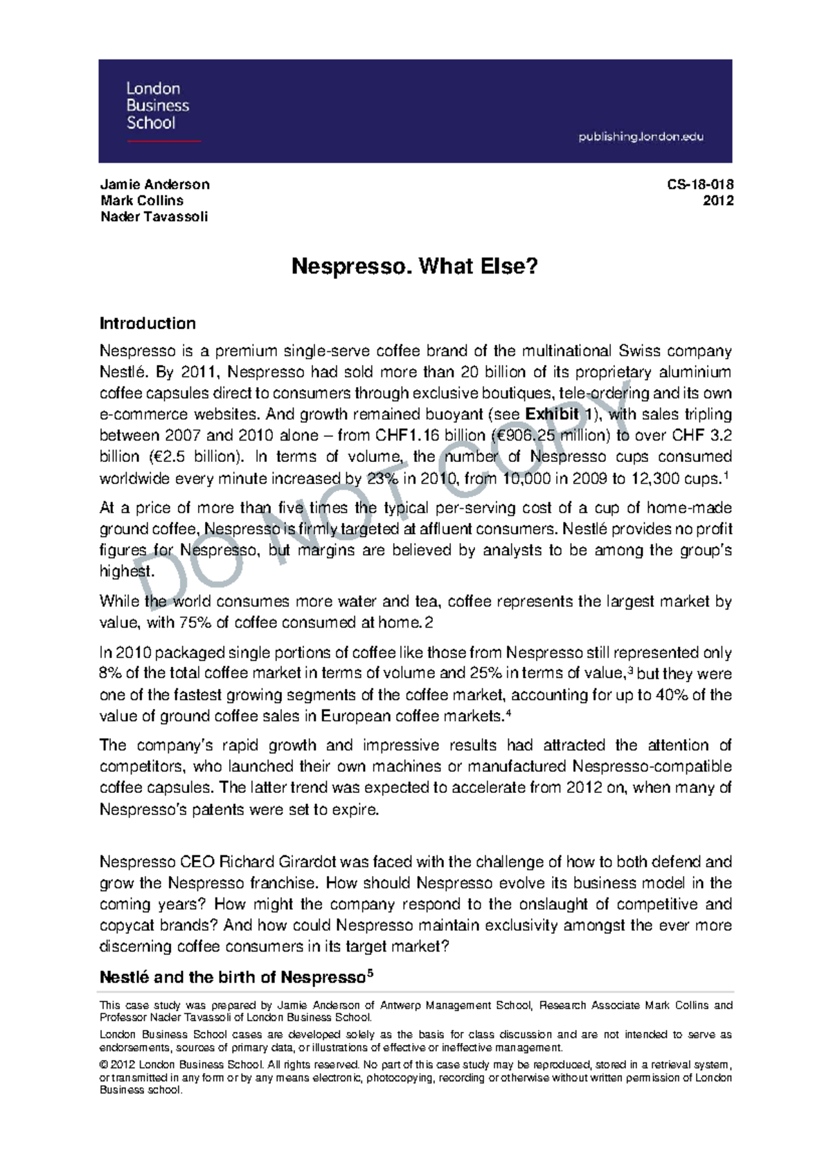 Nespresso Case Study: Strategic Challenges & Future Directions - Studocu