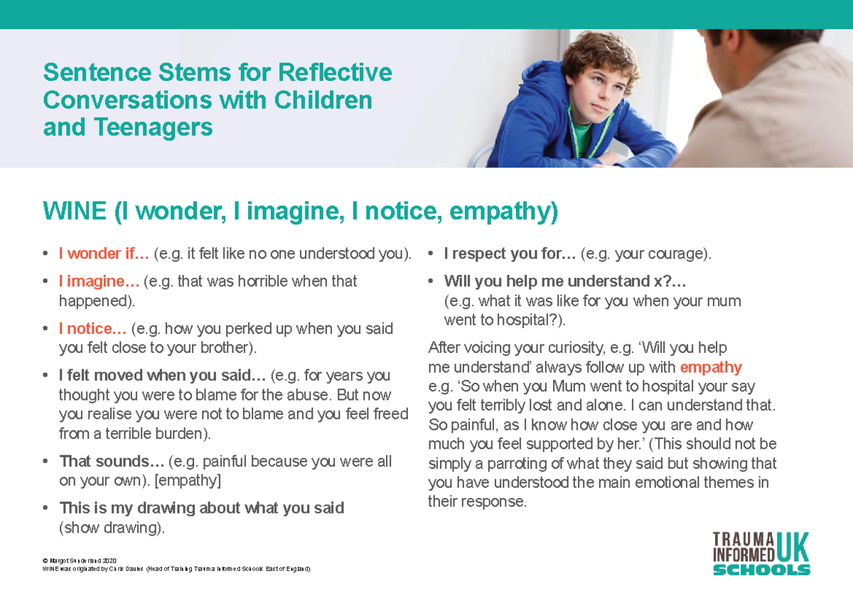 Reflective Conversation Stems for Children & Teens - WINE S2W - Studocu