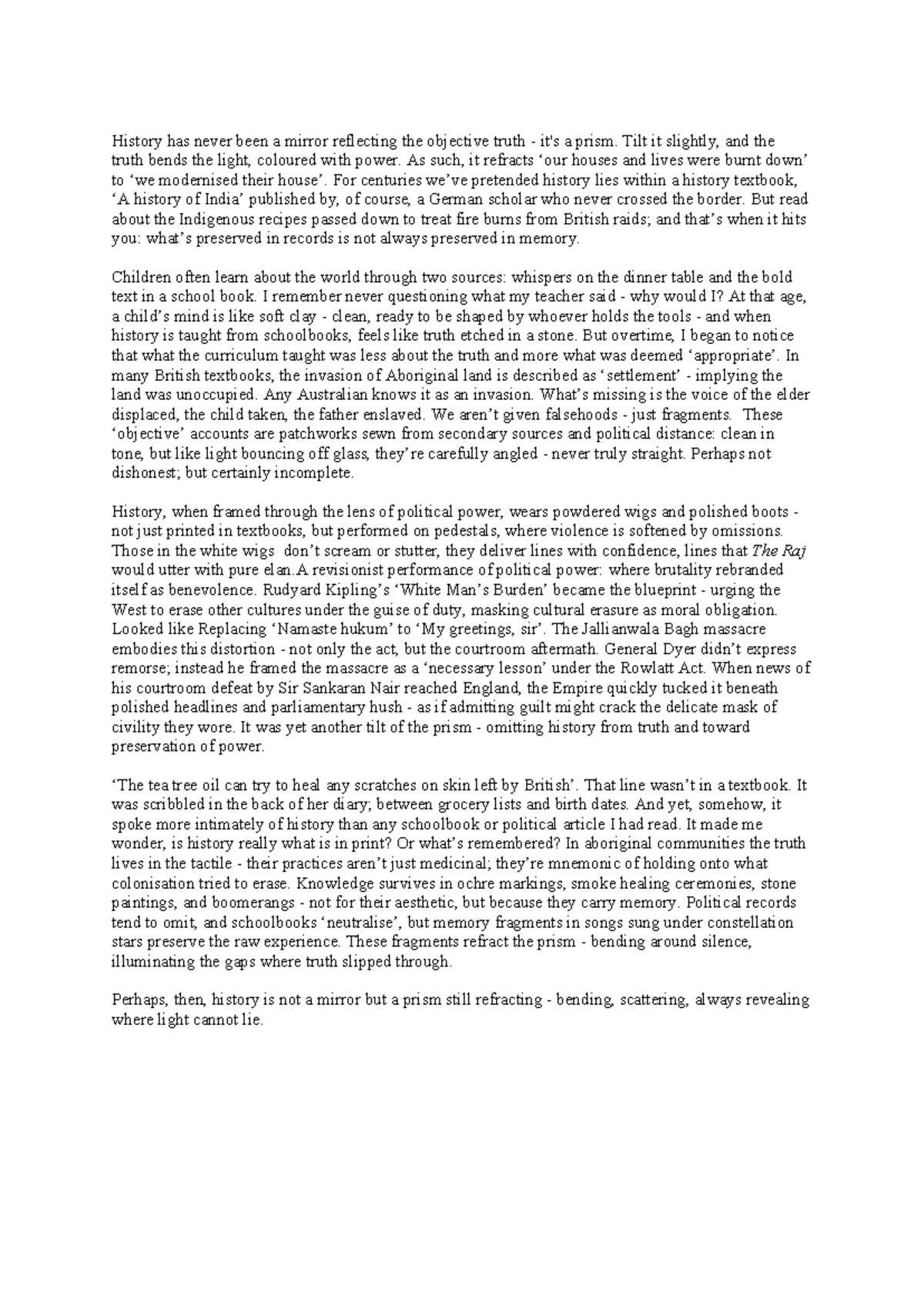 English Mod C Discursive: The Prism of History and Truth - Studocu