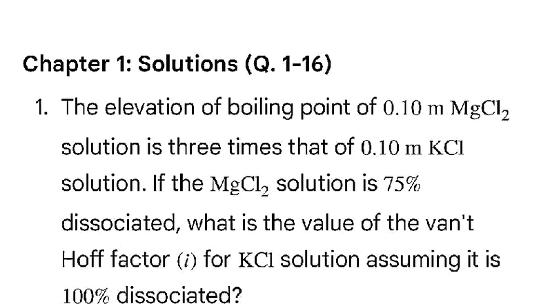 MCQs for Physical Chemistry (CHEM 101) - Chapter 1 Solutions - Studocu