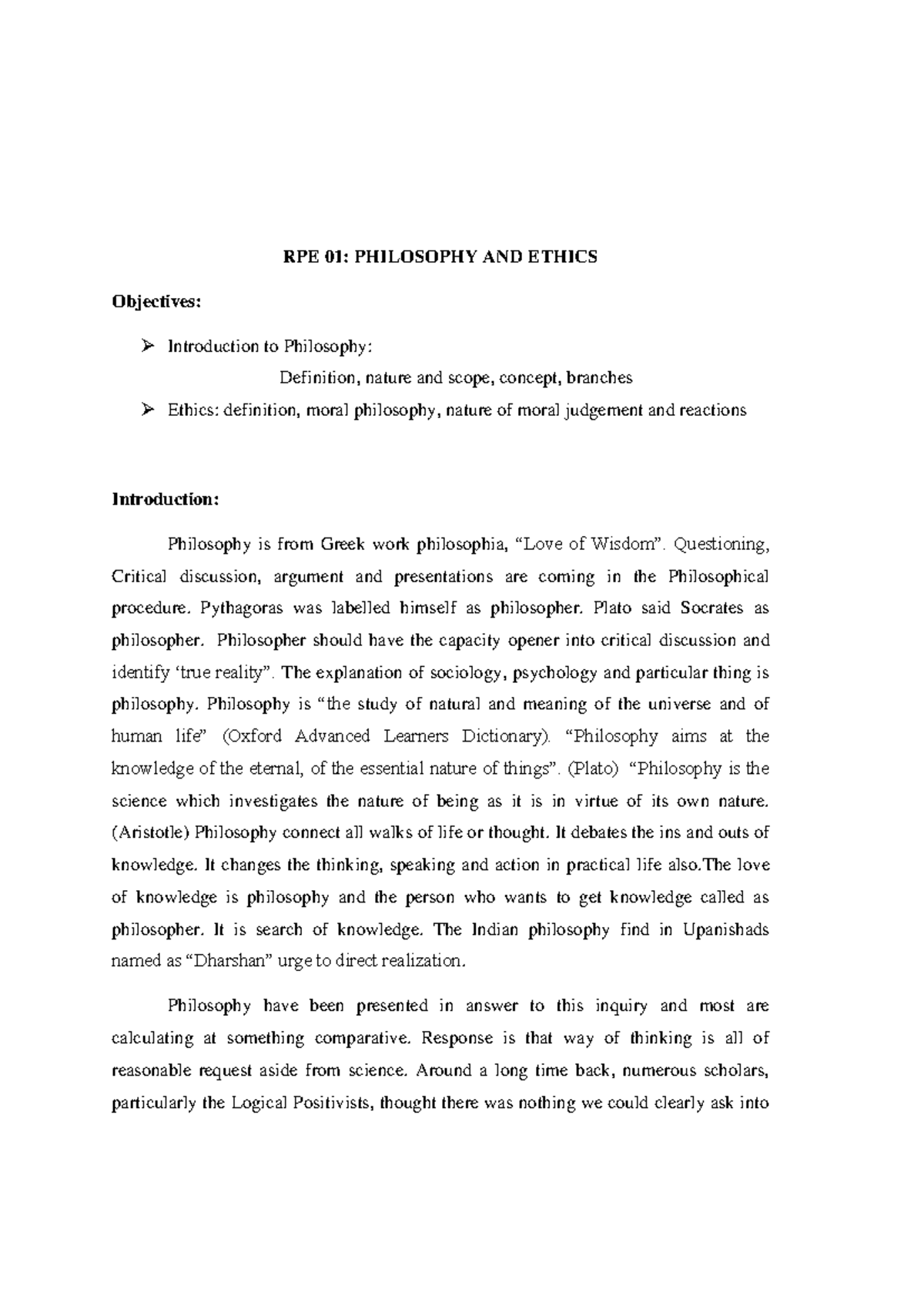 Introduction to Philosophy- Definition, nature and scope, concept ...