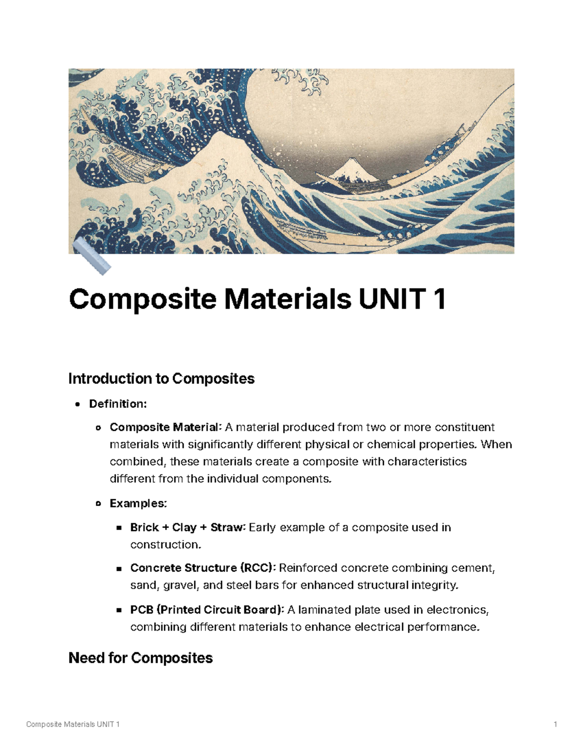 Fundamentals of Composite Materials UNIT 1 Overview Notes - Studocu