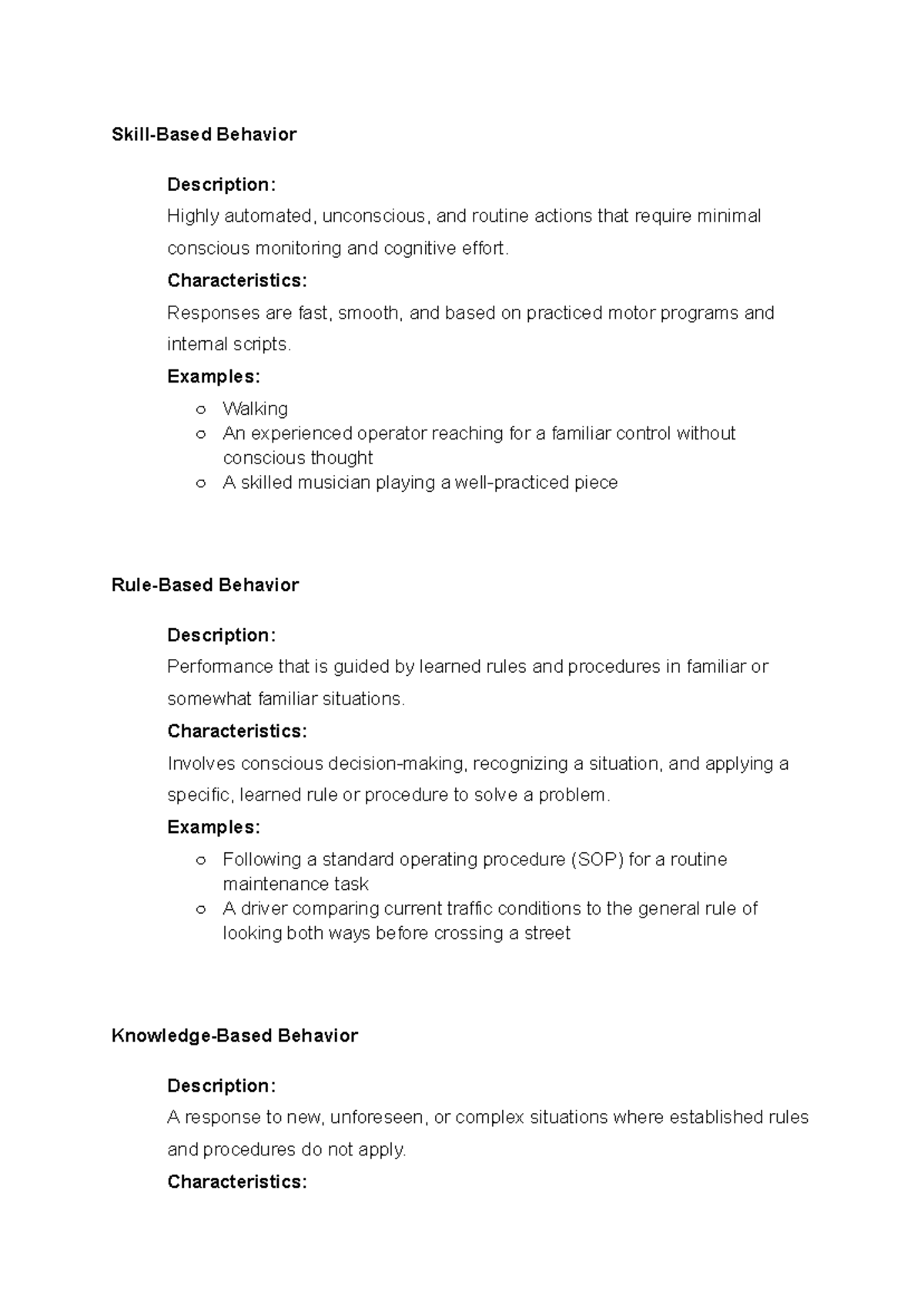 Understanding Human Factors: Skill, Rule, and Knowledge-Based Behaviors ...