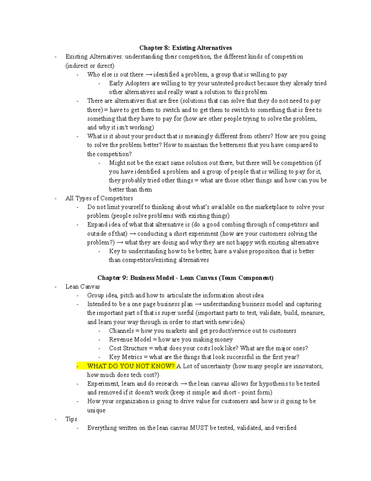 ENTI 317 Week 4 Required Readings - Chapter 8: Existing Alternatives ...