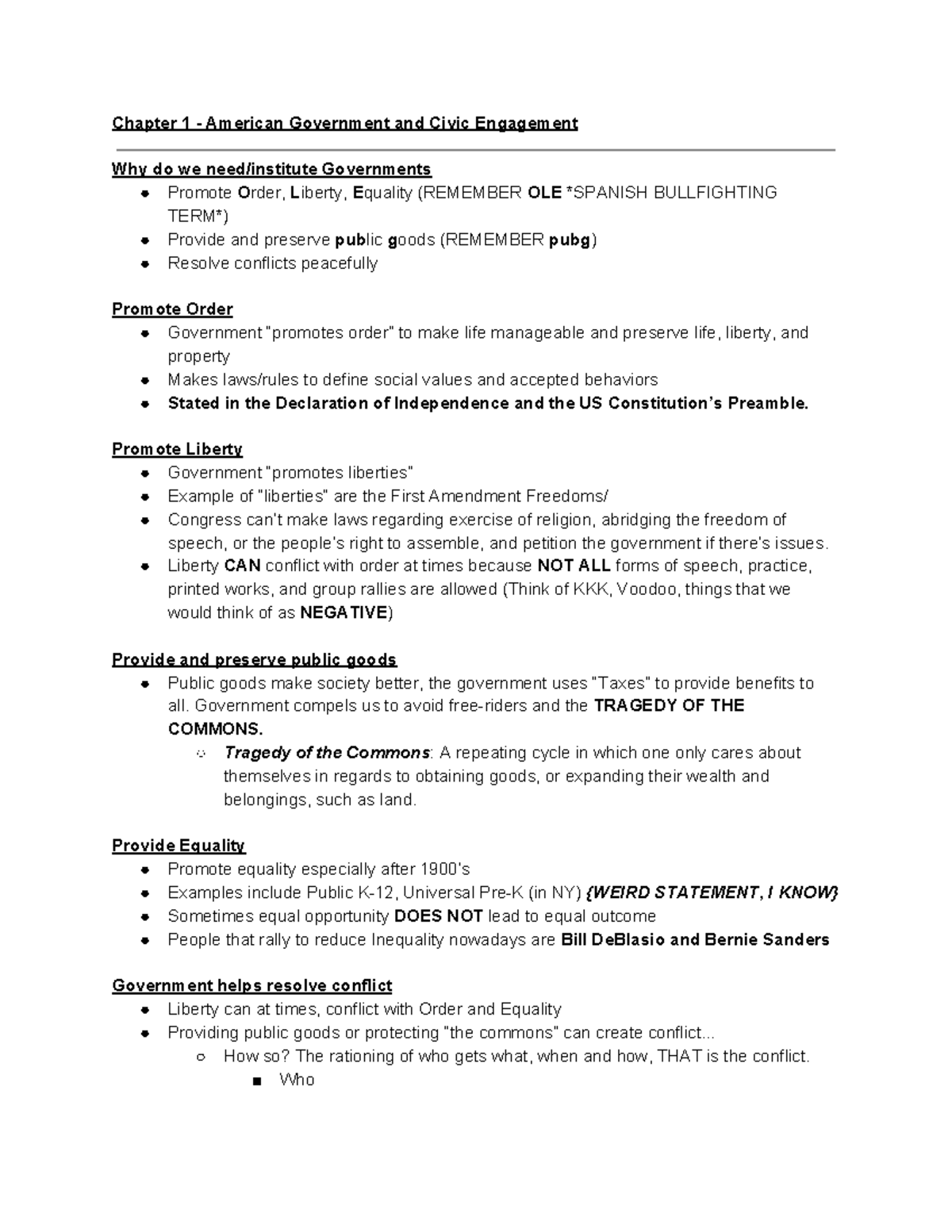 Chapter 1 Review - Chapter 1 - American Government and Civic Engagement ...