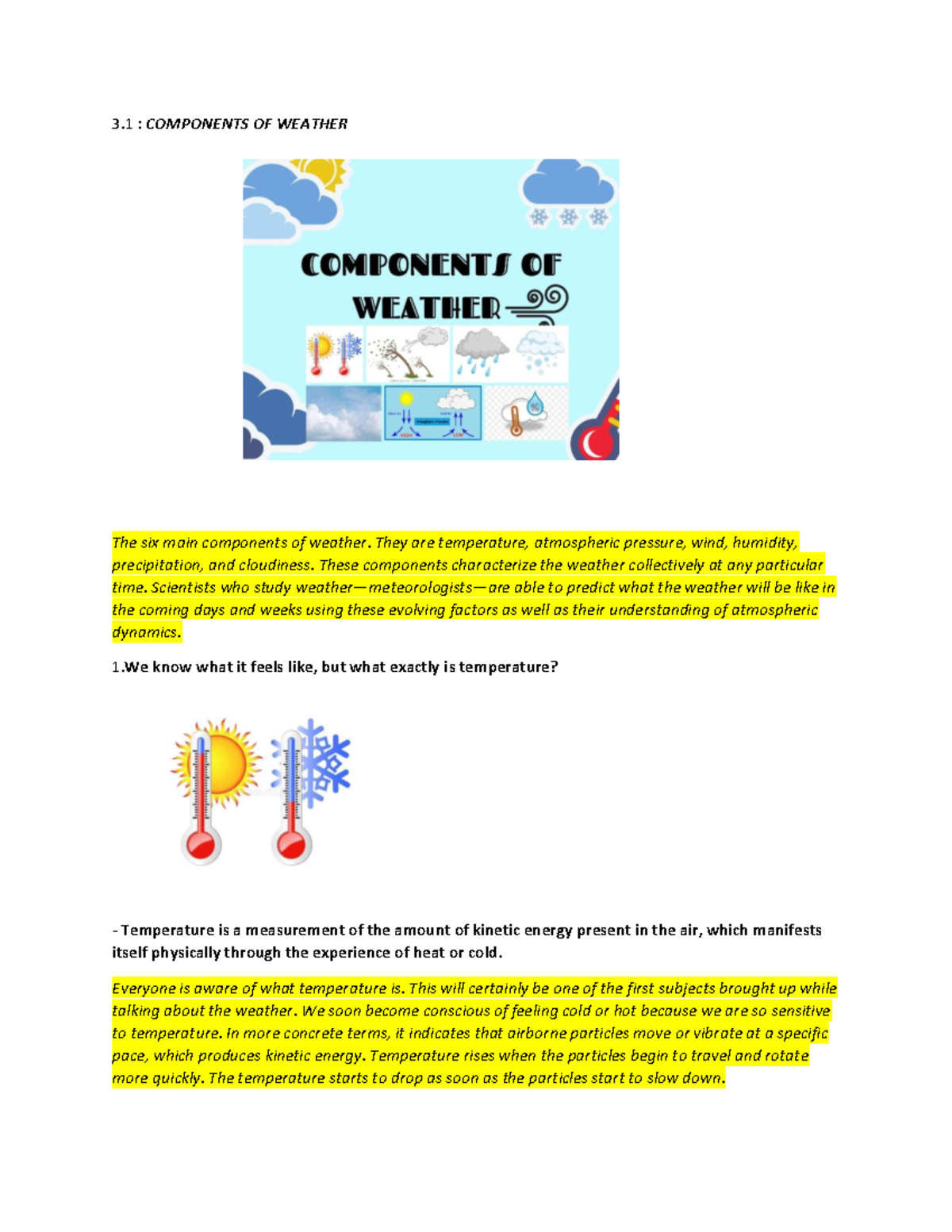 Components-of-Weather - 3 : COMPONENTS OF WEATHER The six main ...
