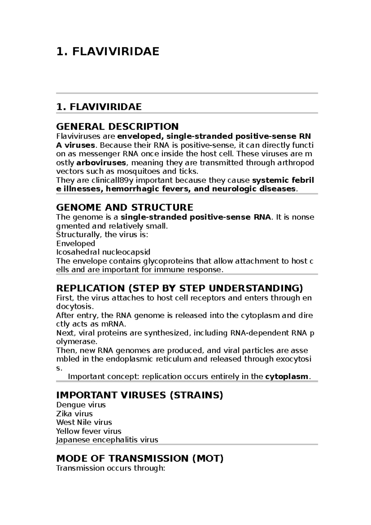 1. Flaviviridae Overview: Structure, Transmission, and Diseases - Studocu