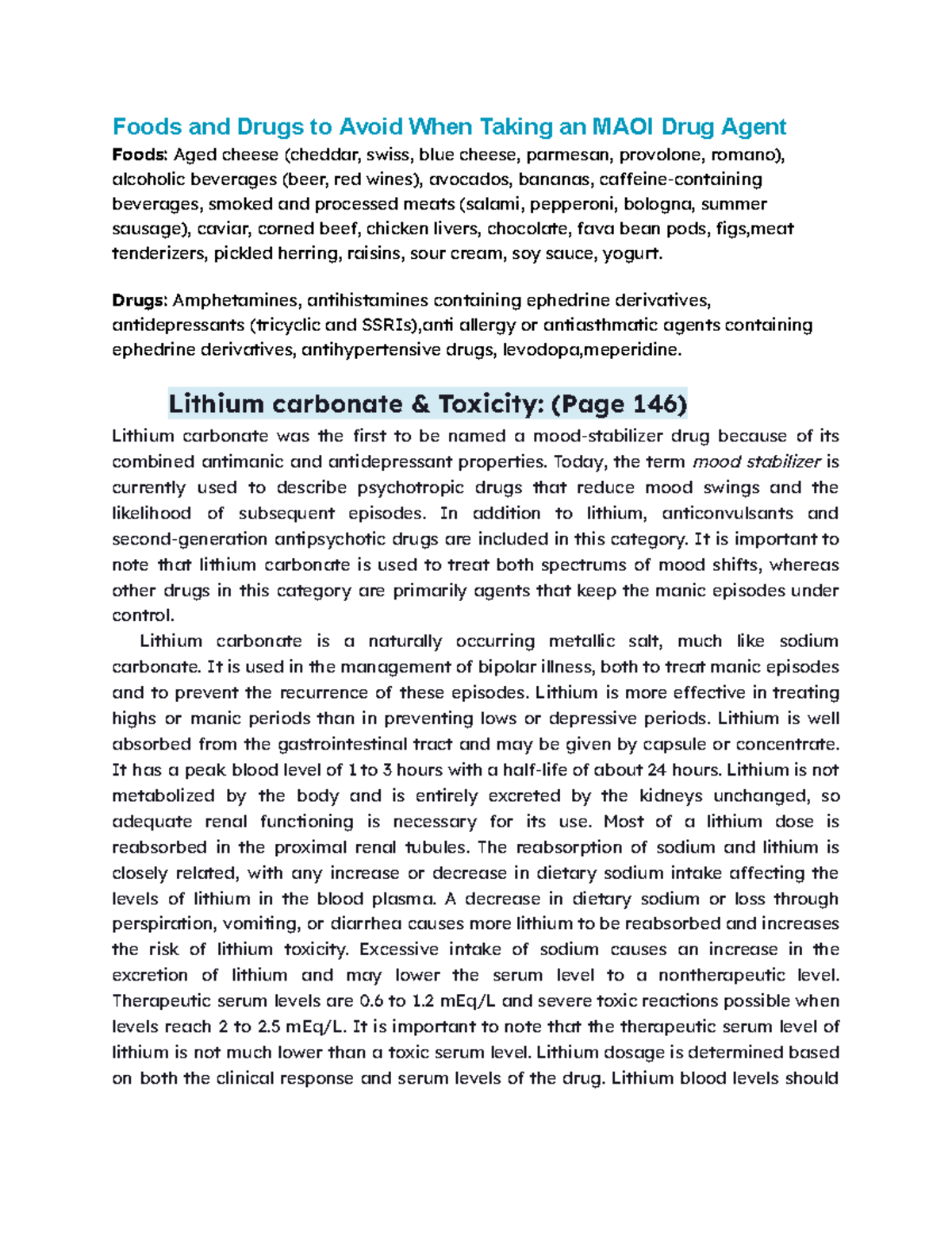 Lithium carbonate - Treatment Of Personality Disorders - Foods and ...