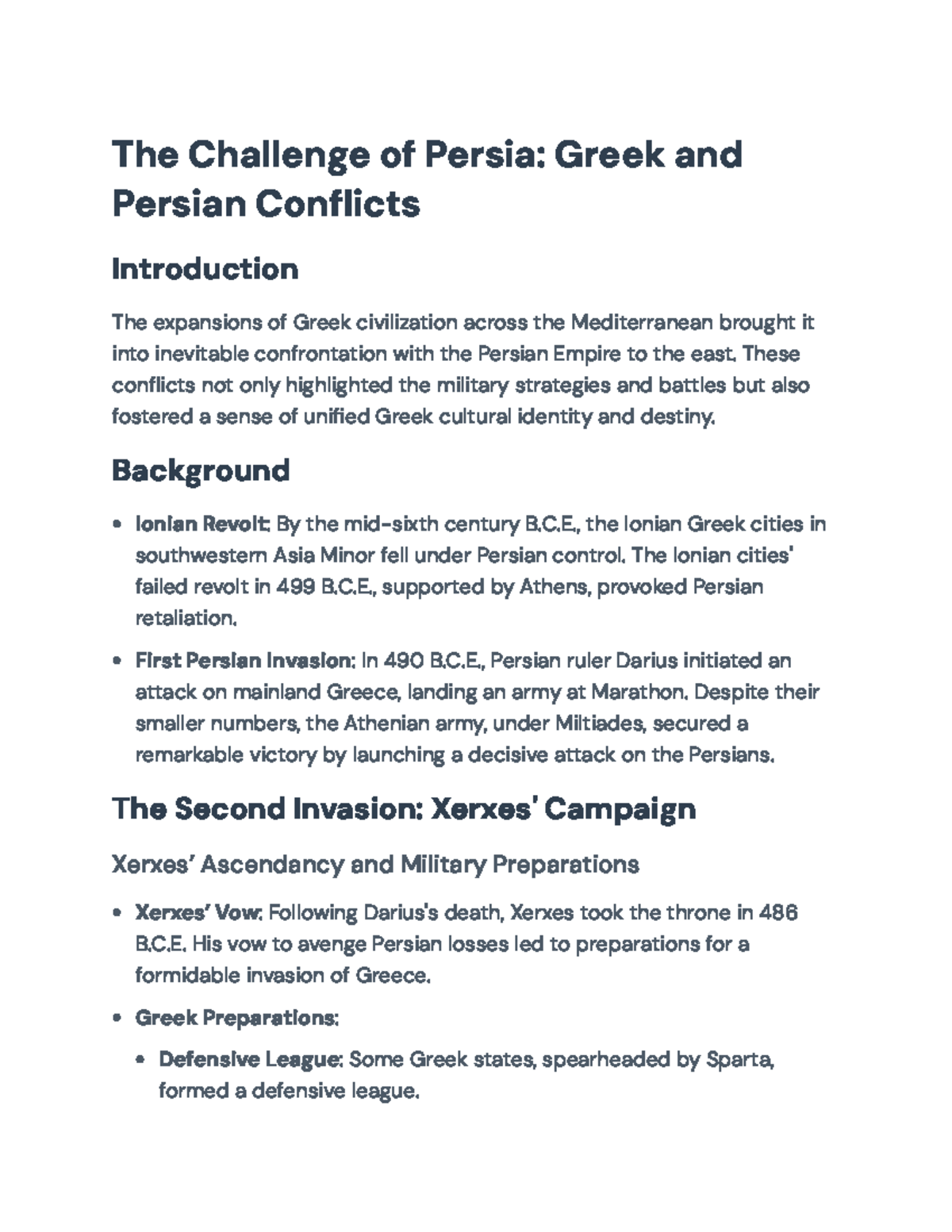 Greek-Persian Wars: Key Conflicts and Outcomes (HIST 101) - The ...