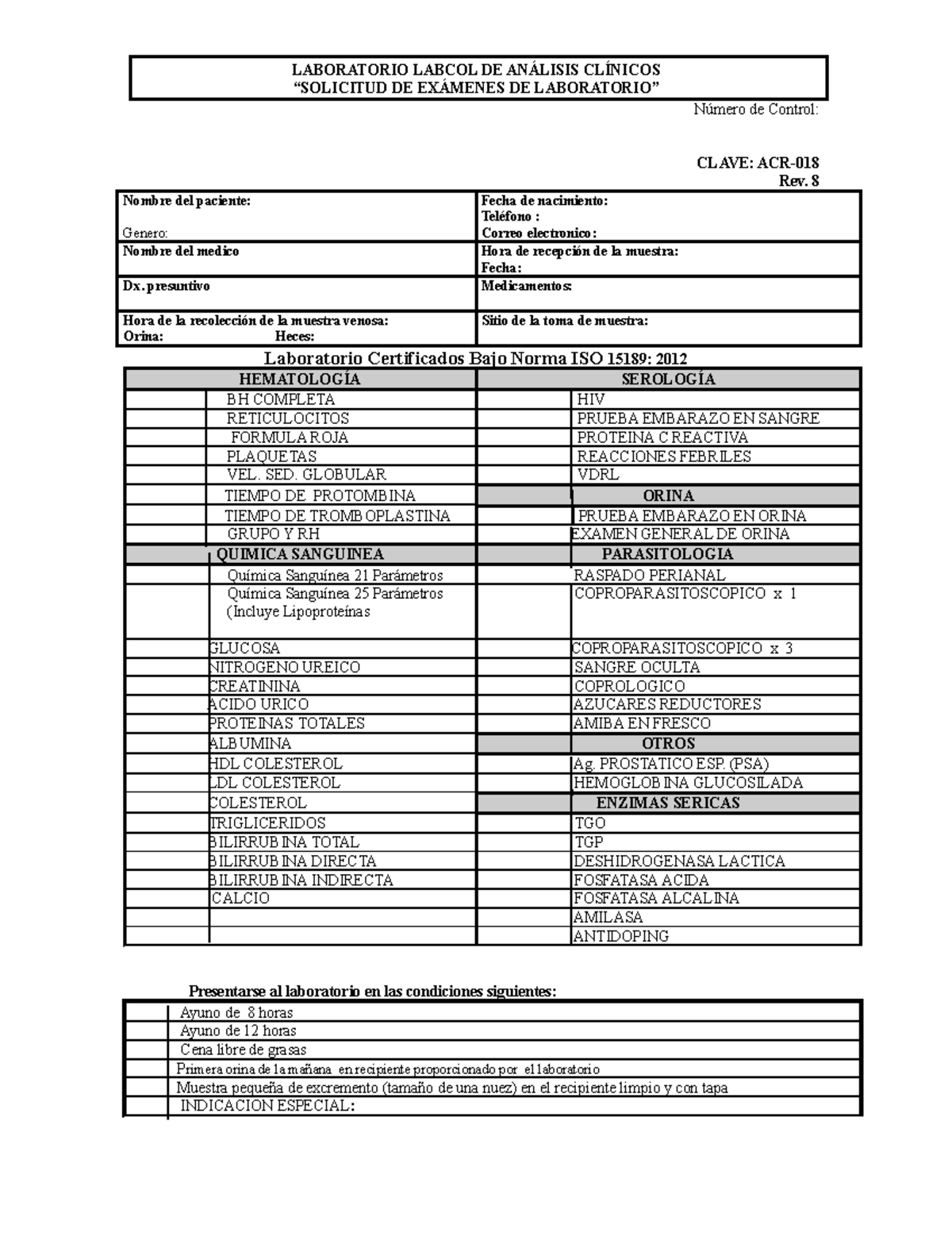 420421306 Solicitud de Exámenes Clínicos y Normas de Procedimiento - Studocu