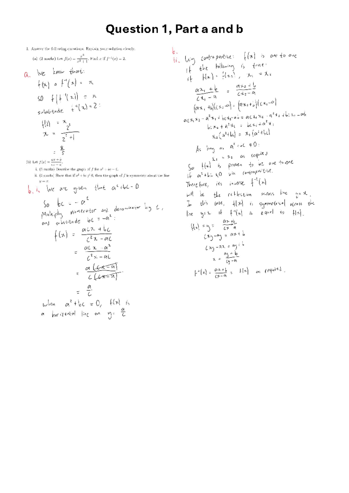 Assignment 1 Solutions - MATH1051 - Question 1, Part a and b Question 1 ...
