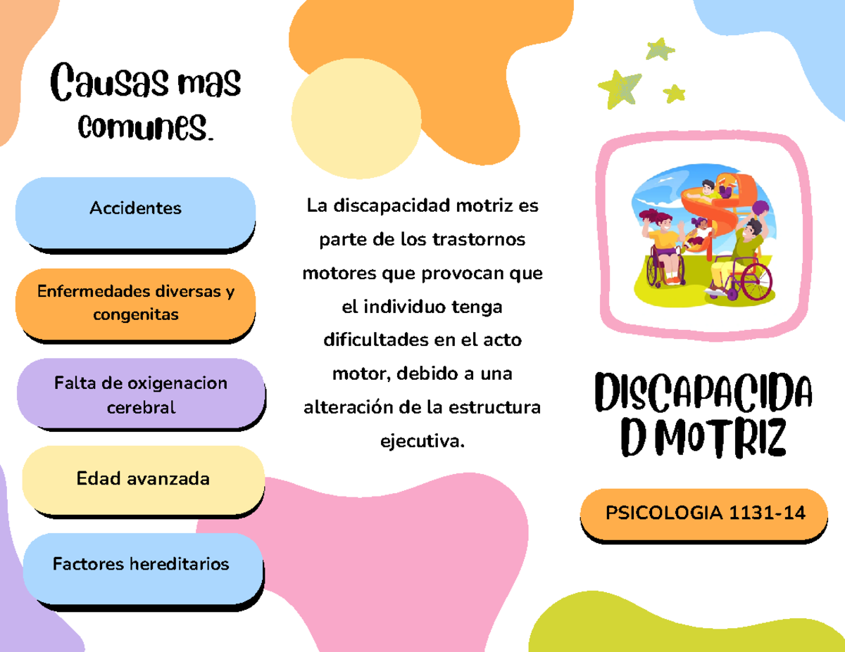 Discapacidad Motriz: Causas y Efectos en Psicología 1131 - Studocu
