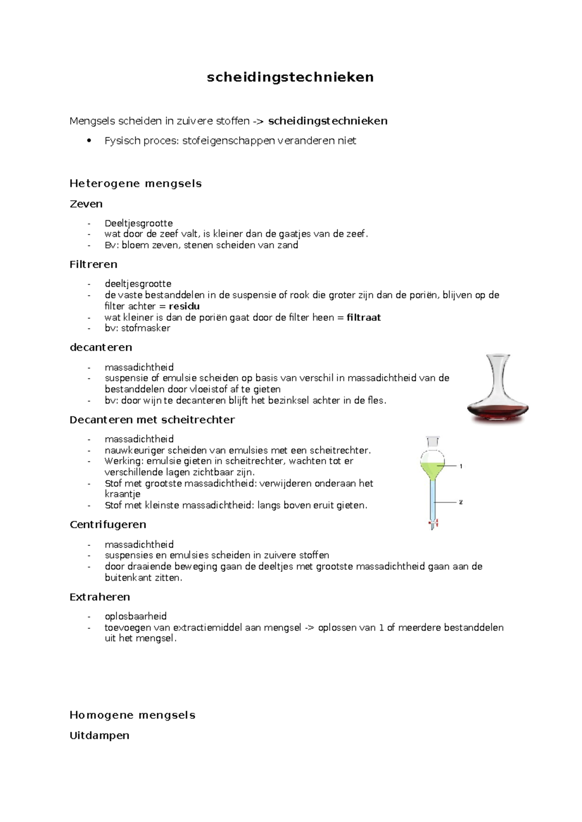 Samenvatting scheidingstechnieken en chemische reacties - HOOFDSTUK 7 ...