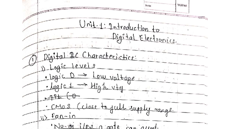 DELD Unit 1 - Introduction to Digital Electronics Concepts - Studocu