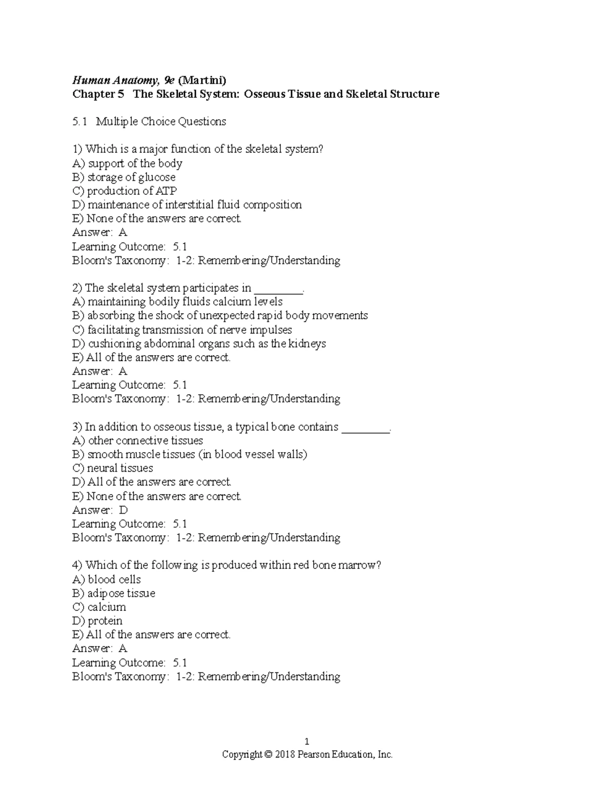 Chapter 5 Skeletal System - Human Anatomy, 9e (Martini) Chapter 5 The ...