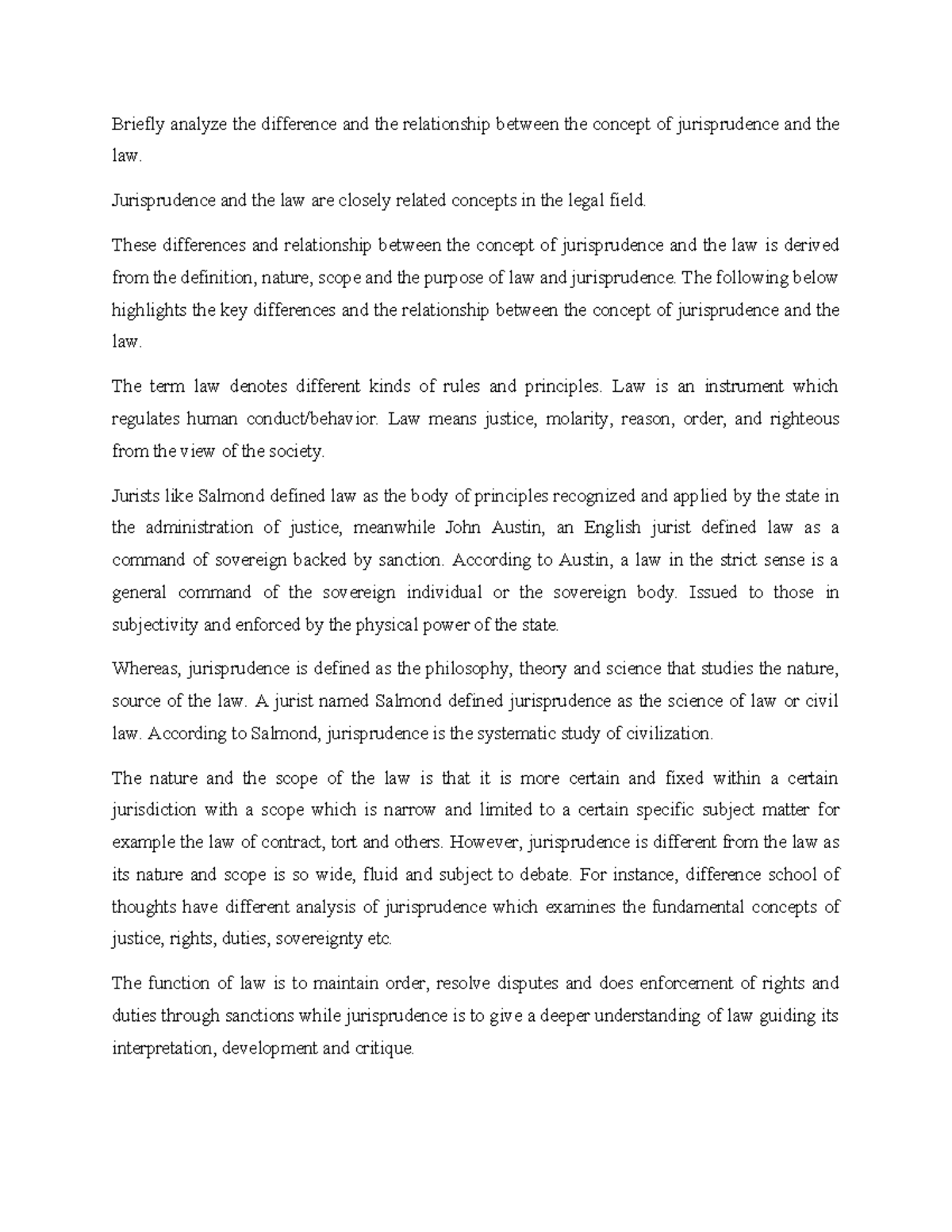 Jurisprudence vs. Law: Key Differences & Relationships - Q2 Summary ...