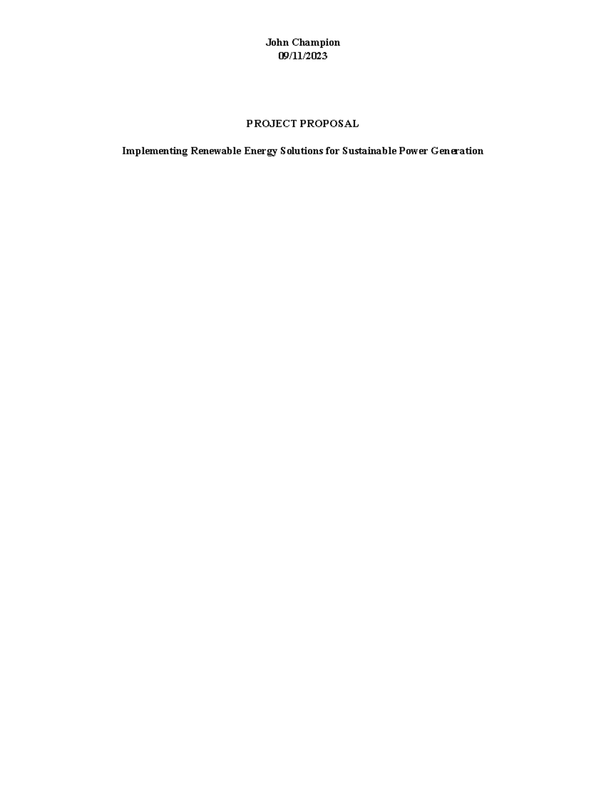 Renewable Energy Project Proposal Example for Sustainable Solutions ...