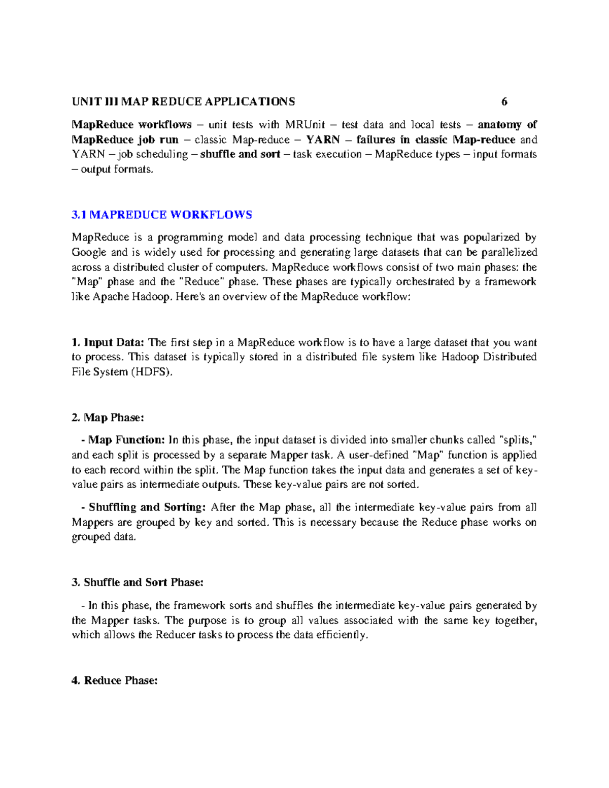 MapReduce Workflows and Job Anatomy - BDA UNIT 3 Study Notes - Studocu