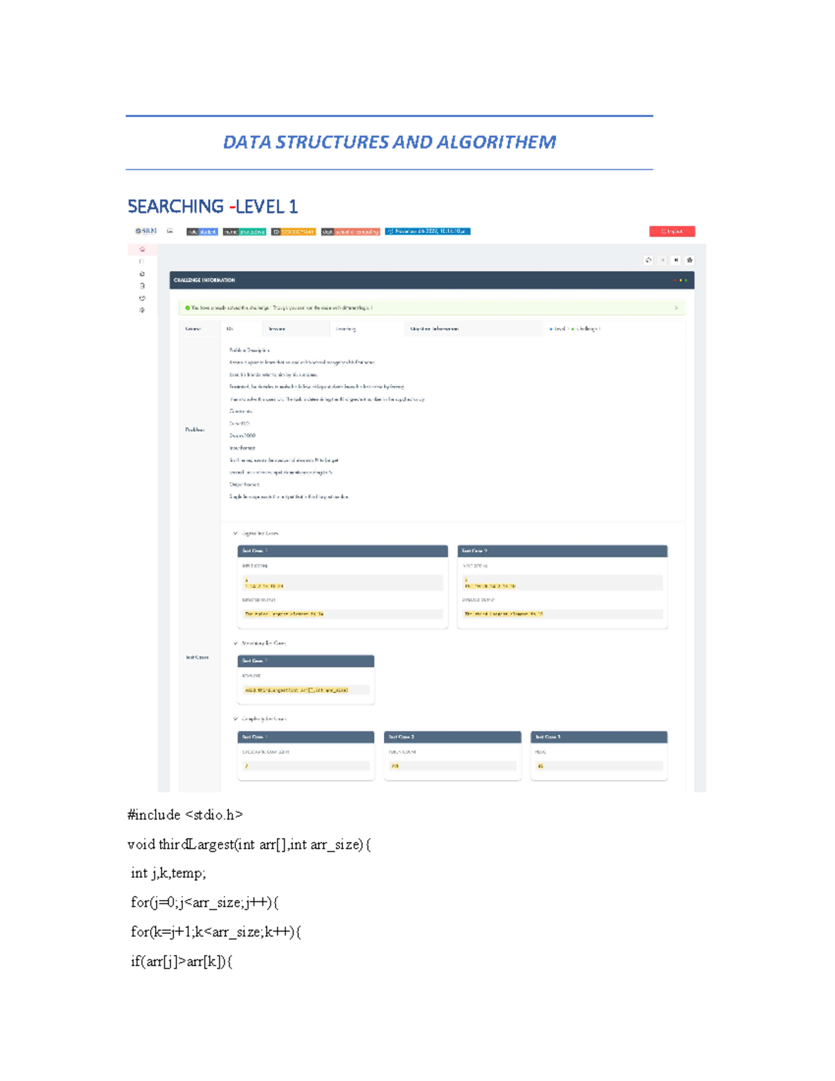 Mega Dsa Elab Answers Data Structures And Algorithem Searching