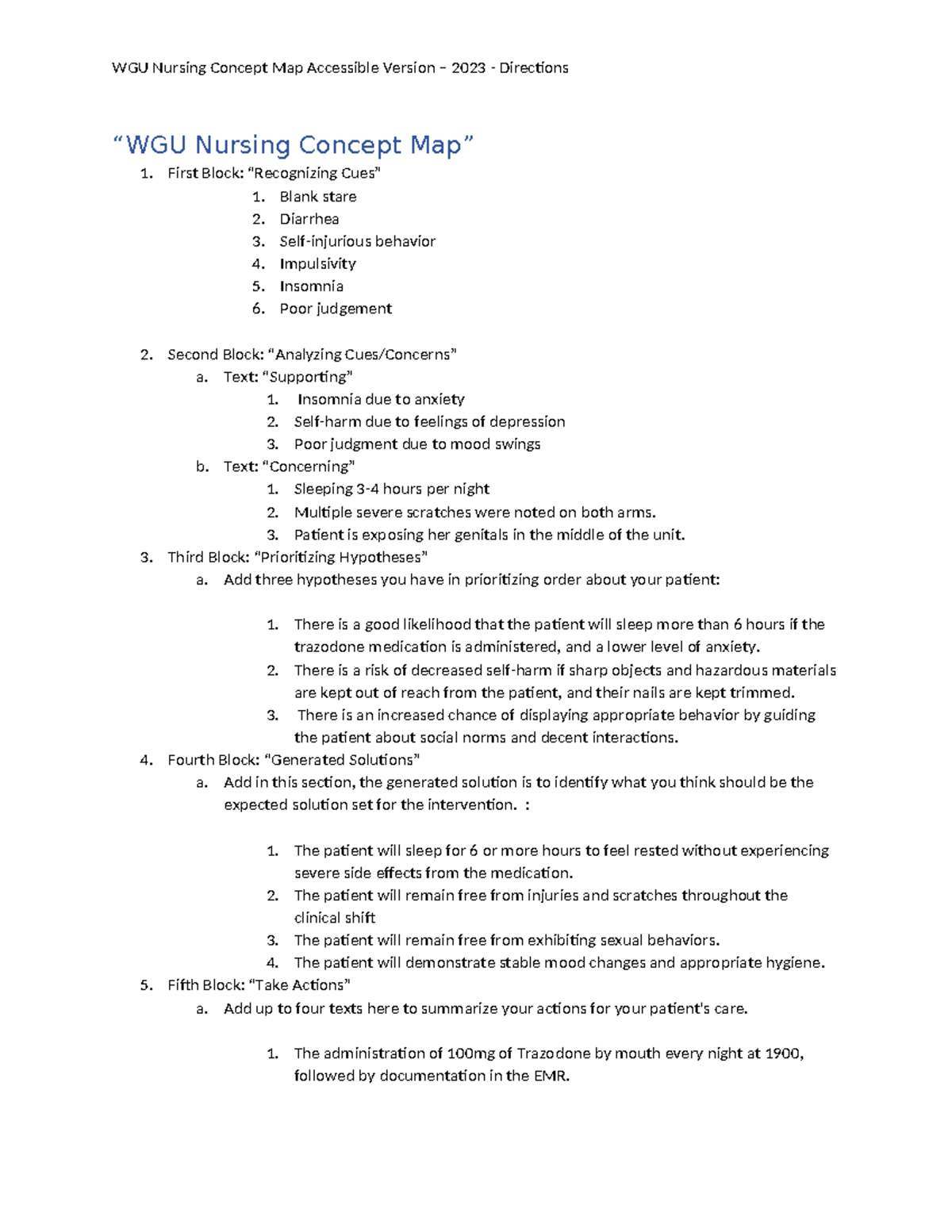 WGU Nursing Concept Map: Patient Care Strategies & Interventions - Studocu