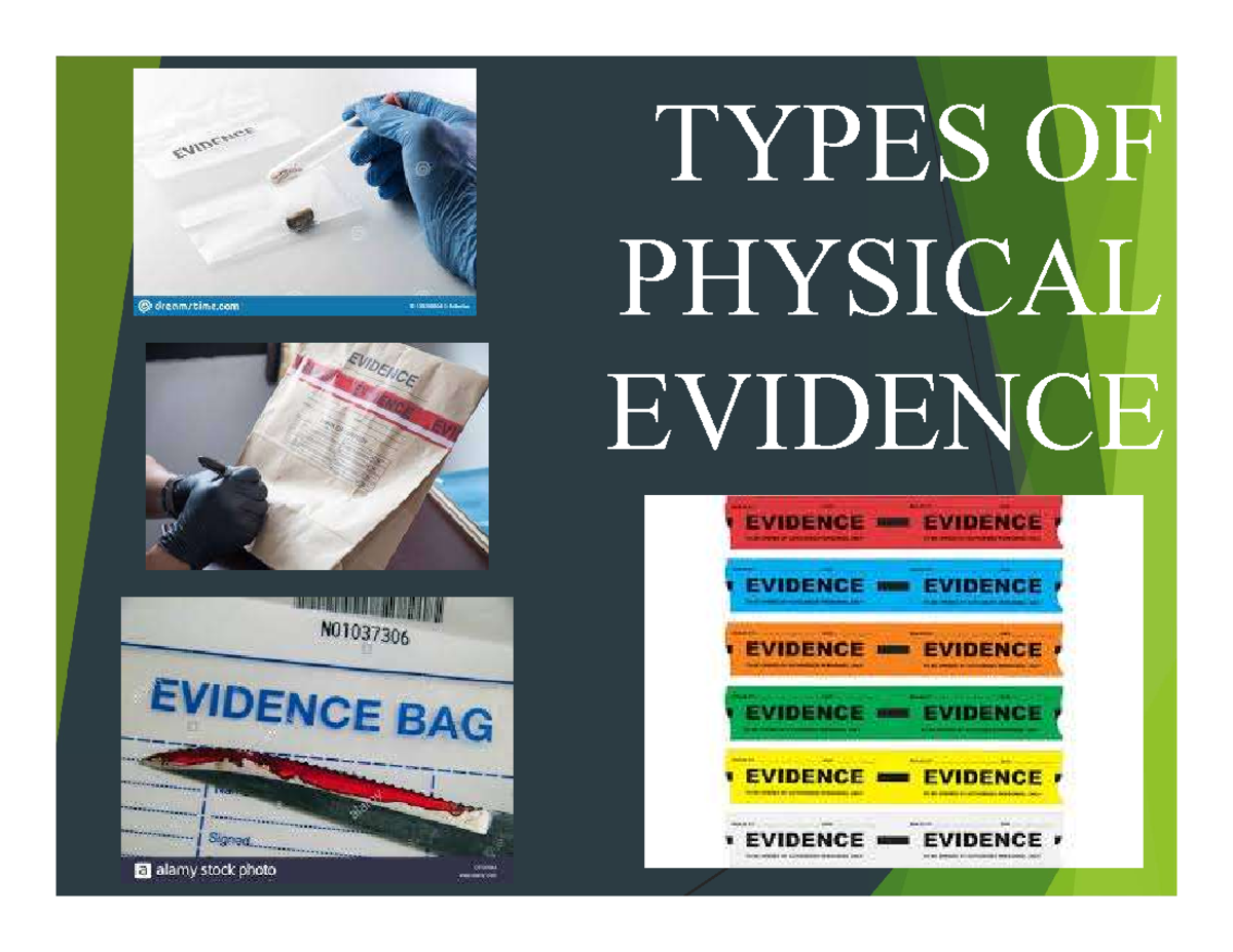Types of Physical Evidence in Criminal Investigations - Lecture Notes ...