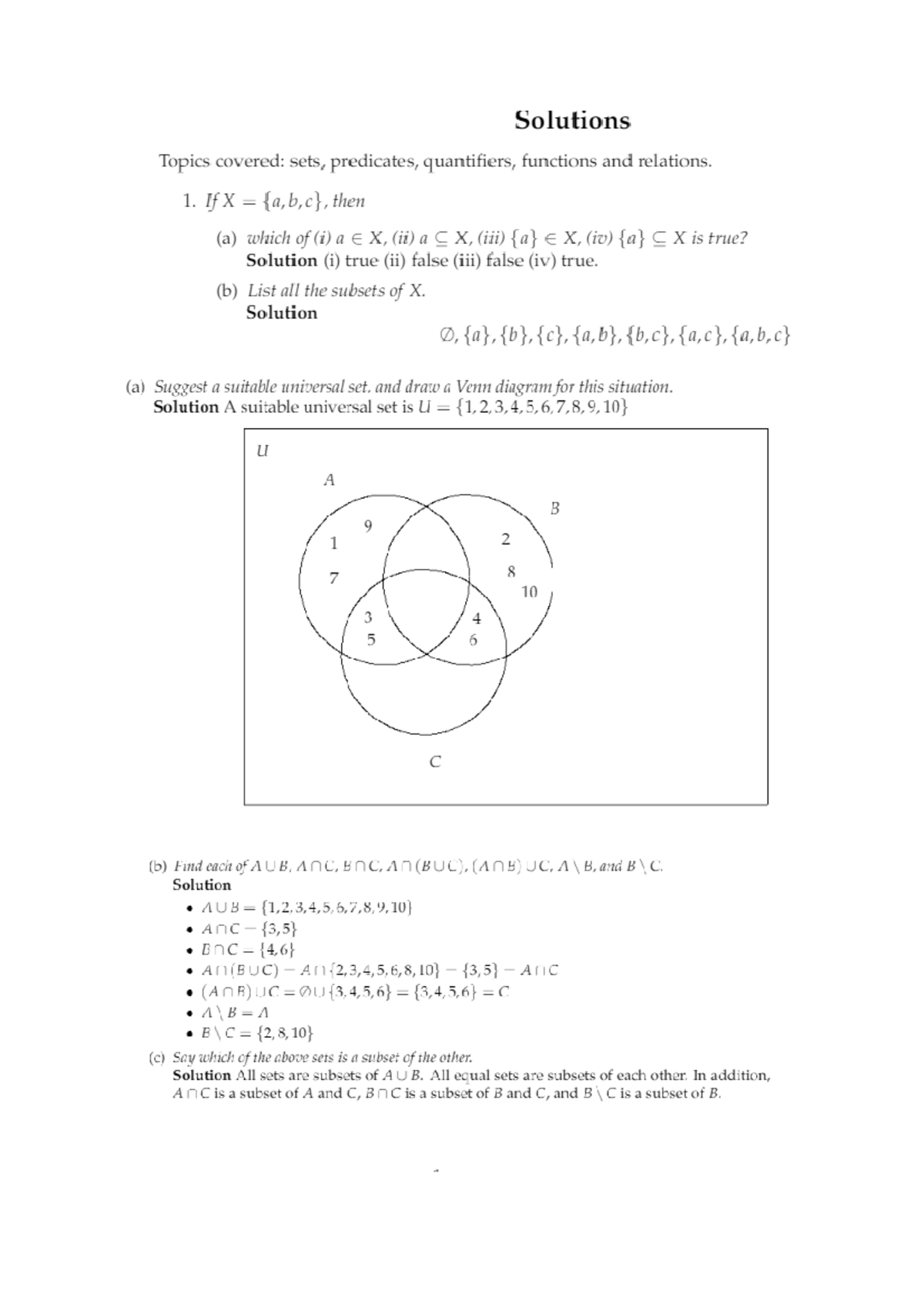 Tutorial 4: Understanding Sets, Subsets & Venn Diagrams Answers - Studocu