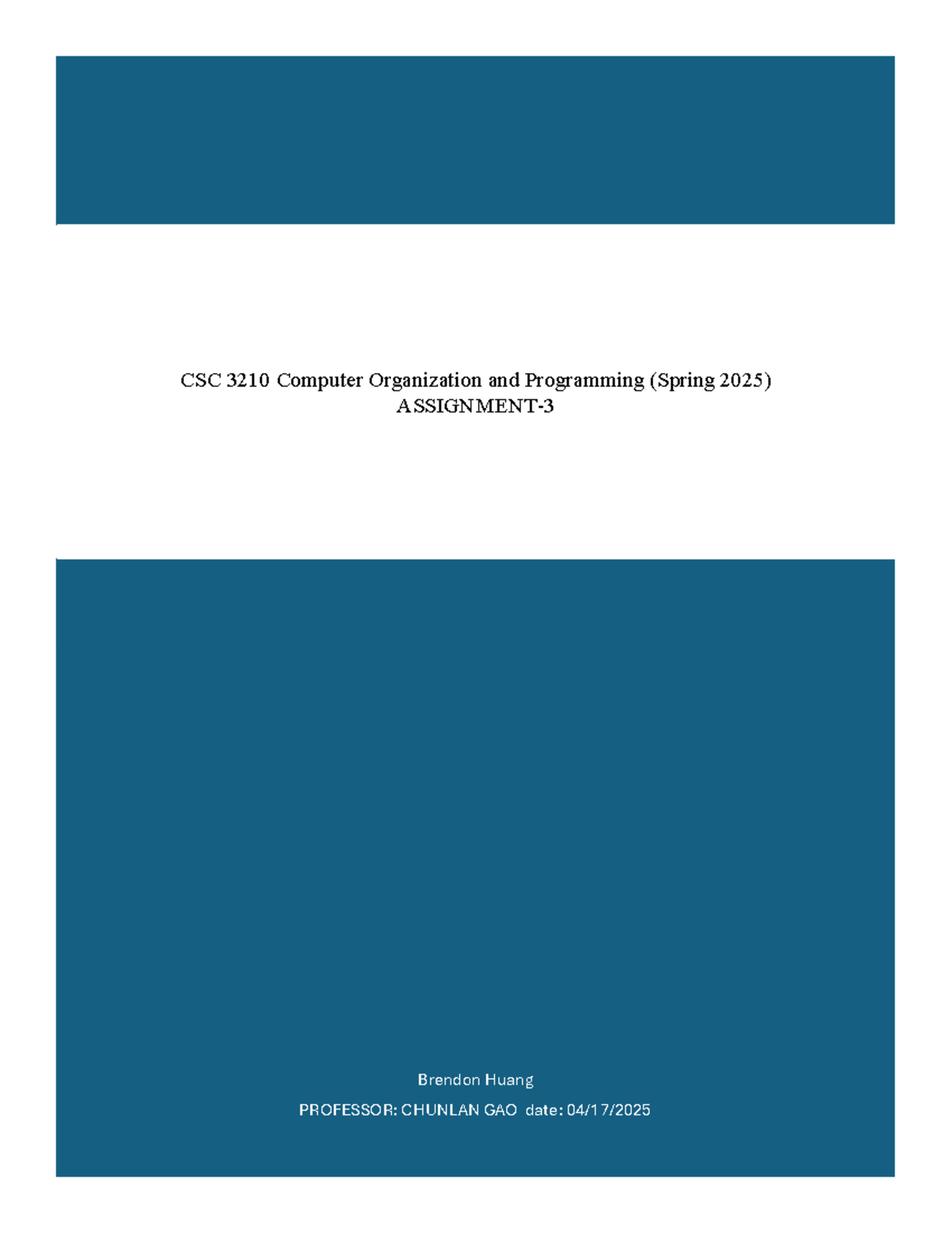 CSC 3210 Computer Organization & Programming Assignment 3 Solutions ...