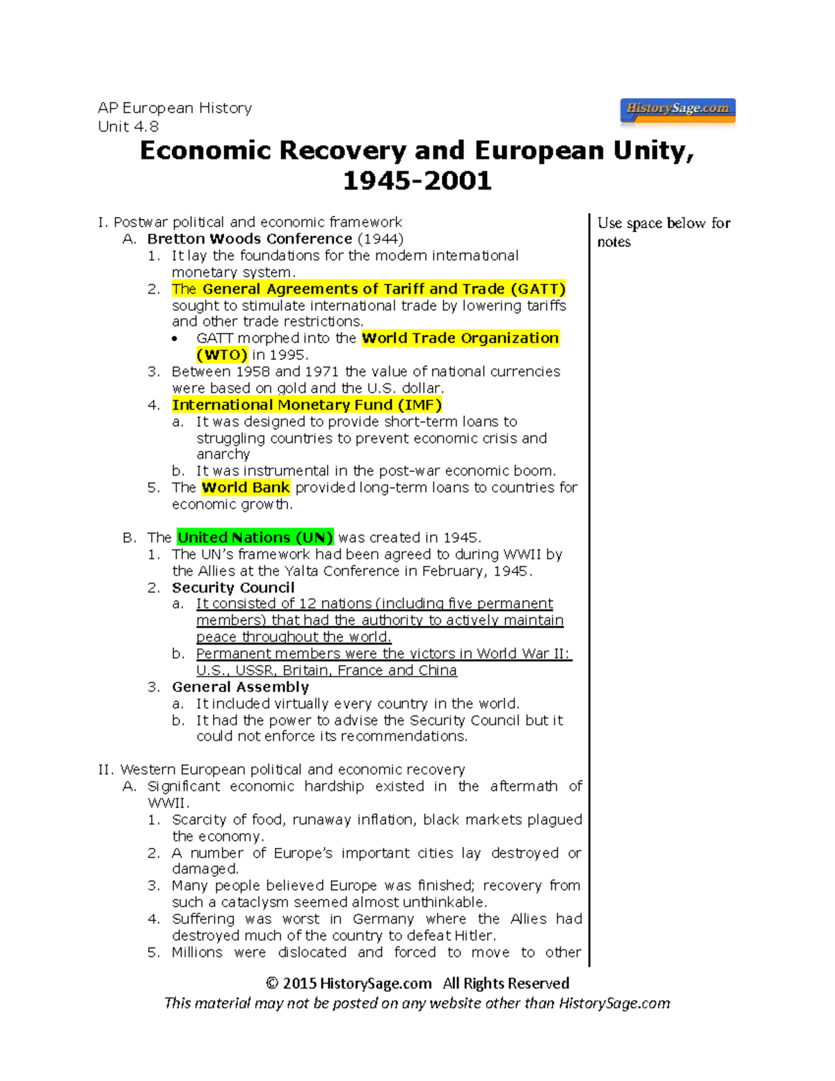 AP European History Unit 4.8: European Recovery and Unity, 1945-2001 ...