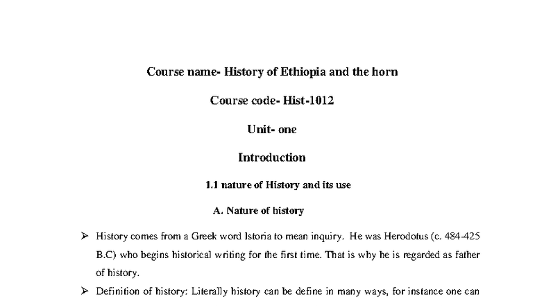 Ethiopia and the Horn: A Comprehensive Historical Overview - Studocu
