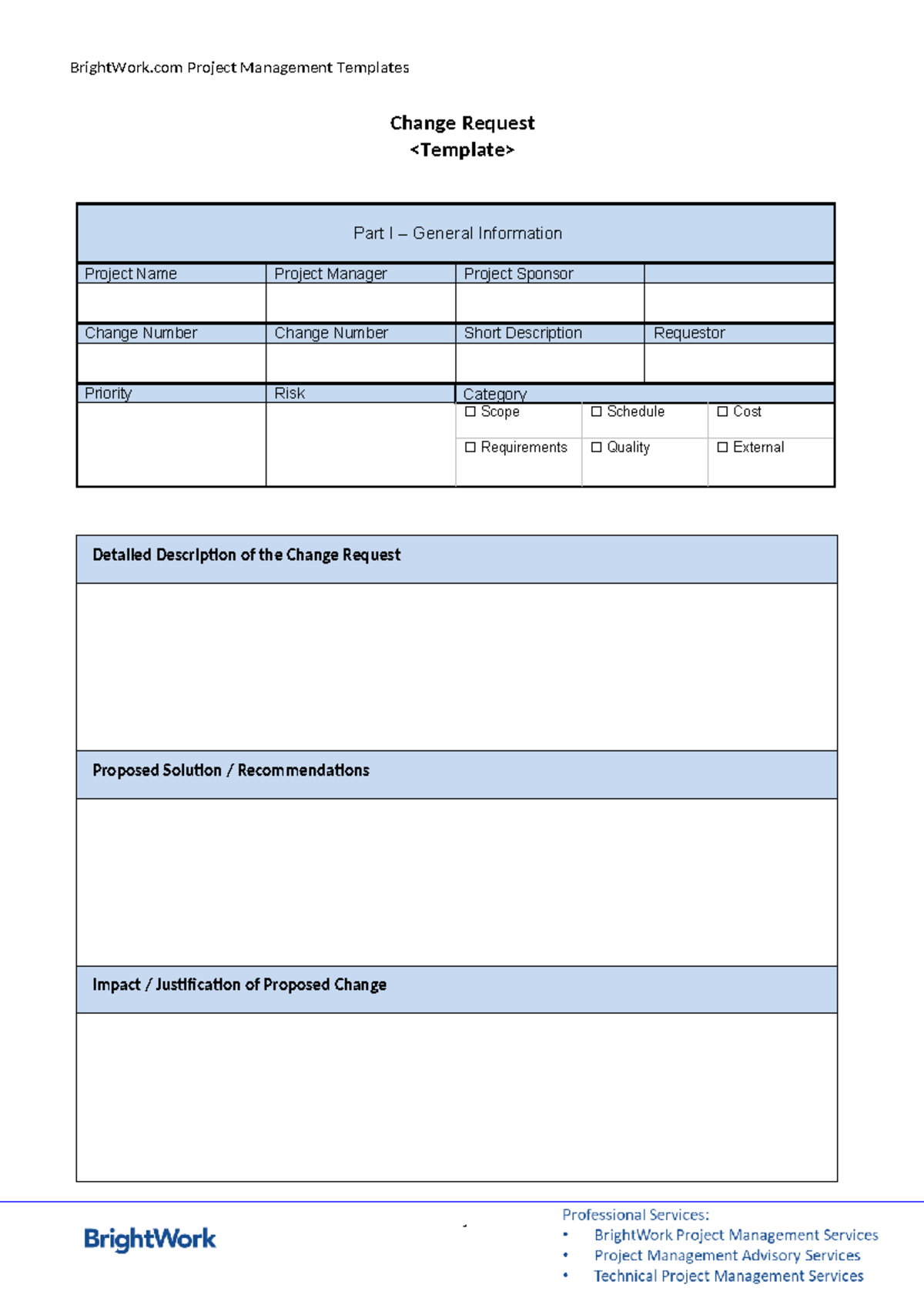 Bright Work Change Request Template - Writing academic - 1 BrightWork ...