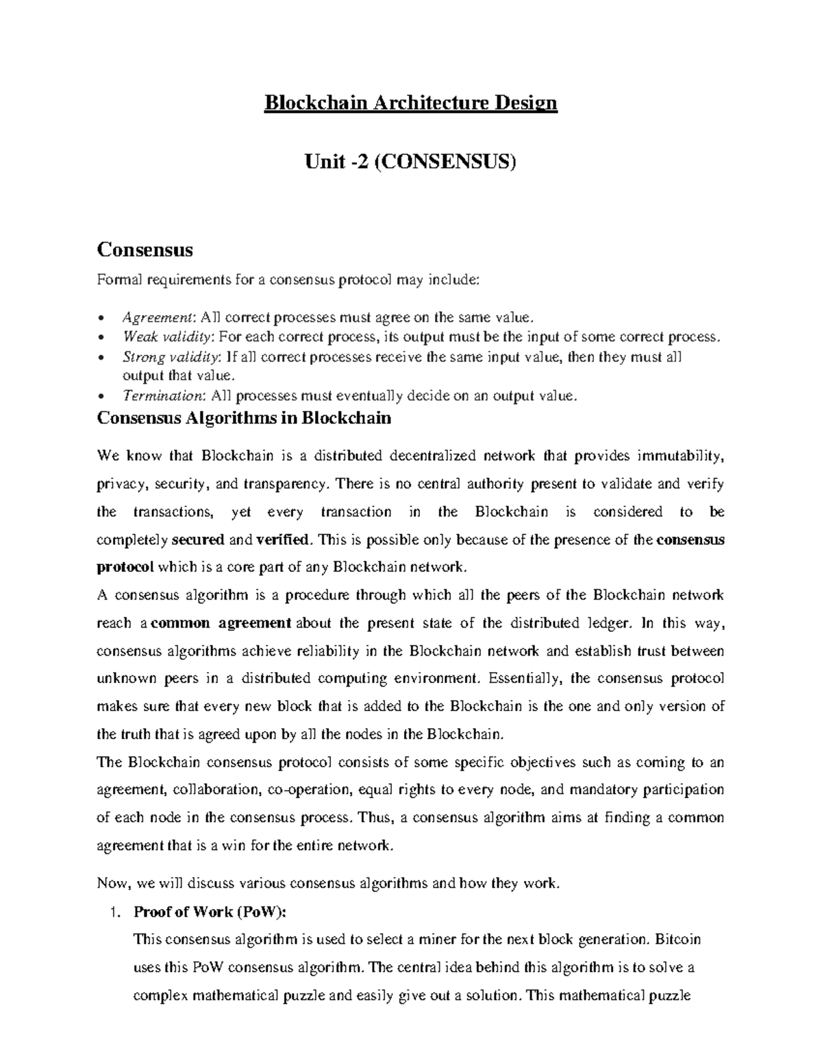 UNIT-2-Consensus - BLOCHAIN ESIGN ARCHITECTURE - Blockchain ...