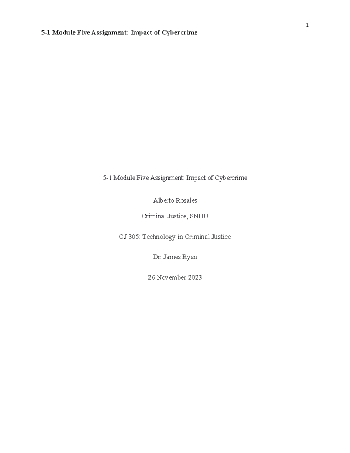 CJ 305: Impact of Cybercrime - Module 5 Assignment Analysis - Studocu
