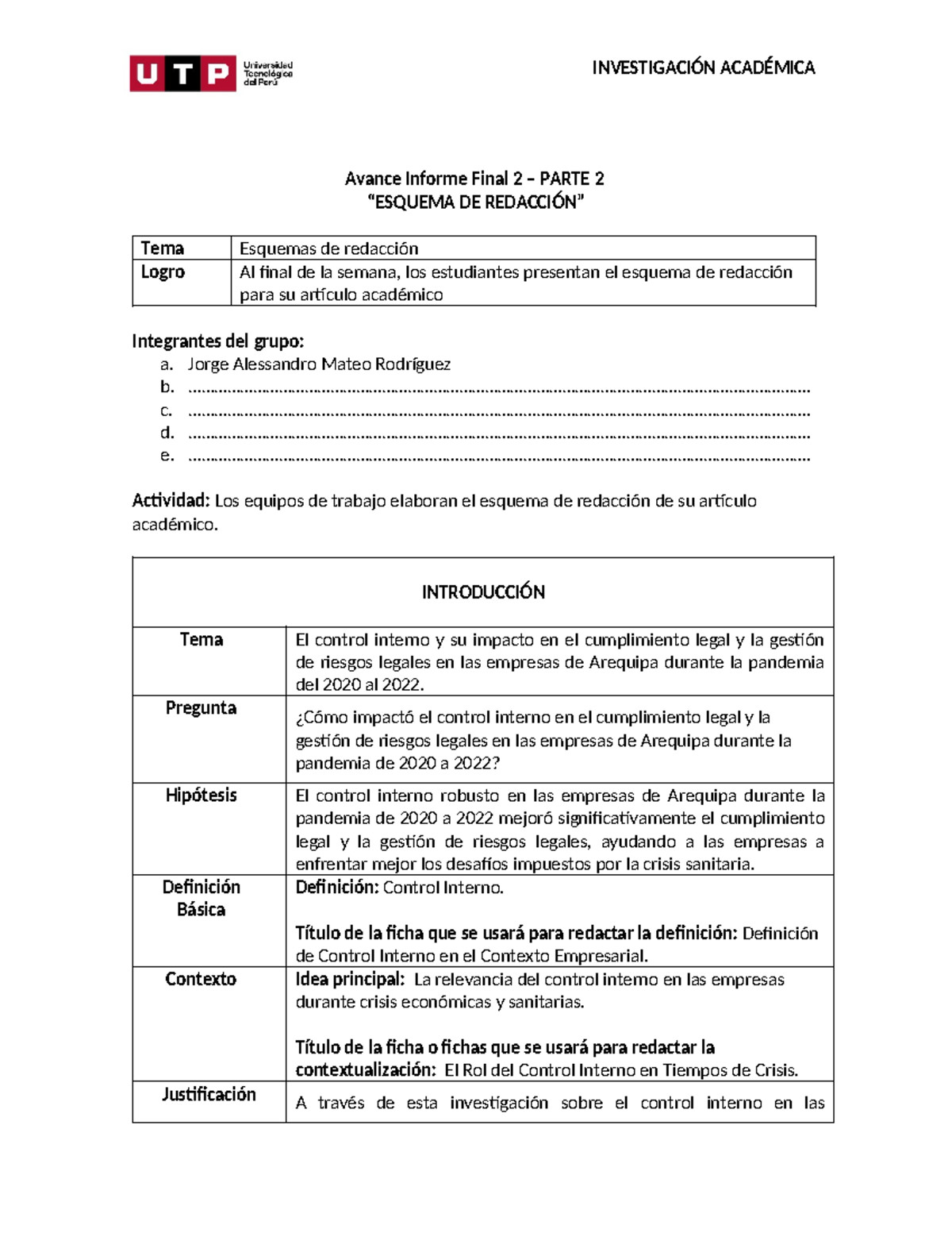 Trabajo corregido - DDDDDDDDDDDDD - Avance Informe Final 2 – PARTE 2 ...