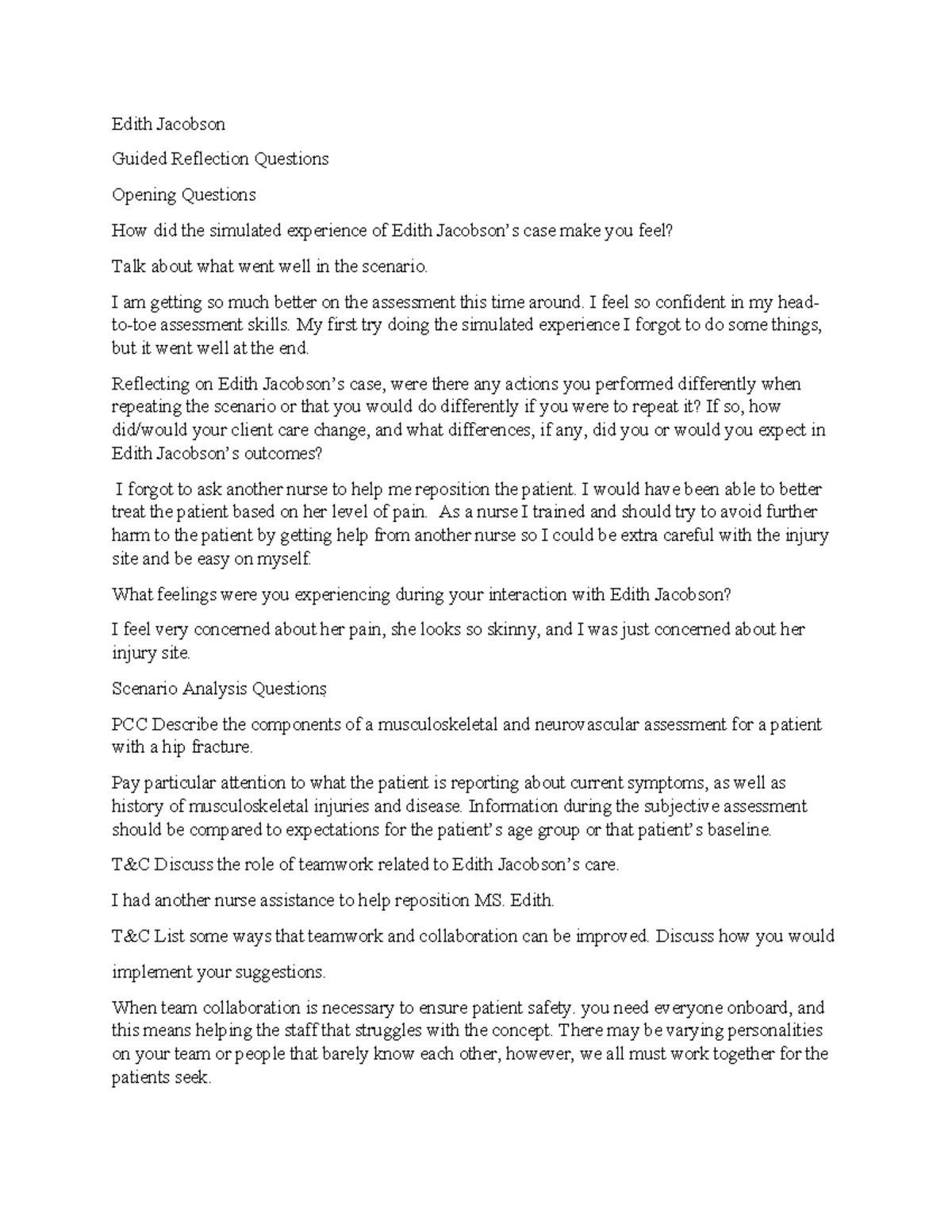 Edith Jacobson - enjoy - Edith Jacobson Guided Reflection Questions ...