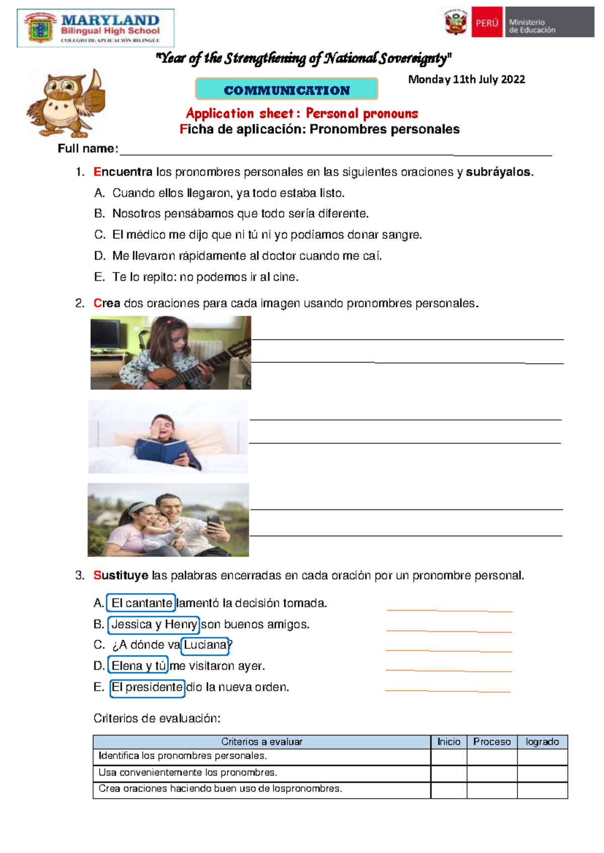 30 Personal Pronouns - Practica N° 5: Identifying and Using Pronouns ...