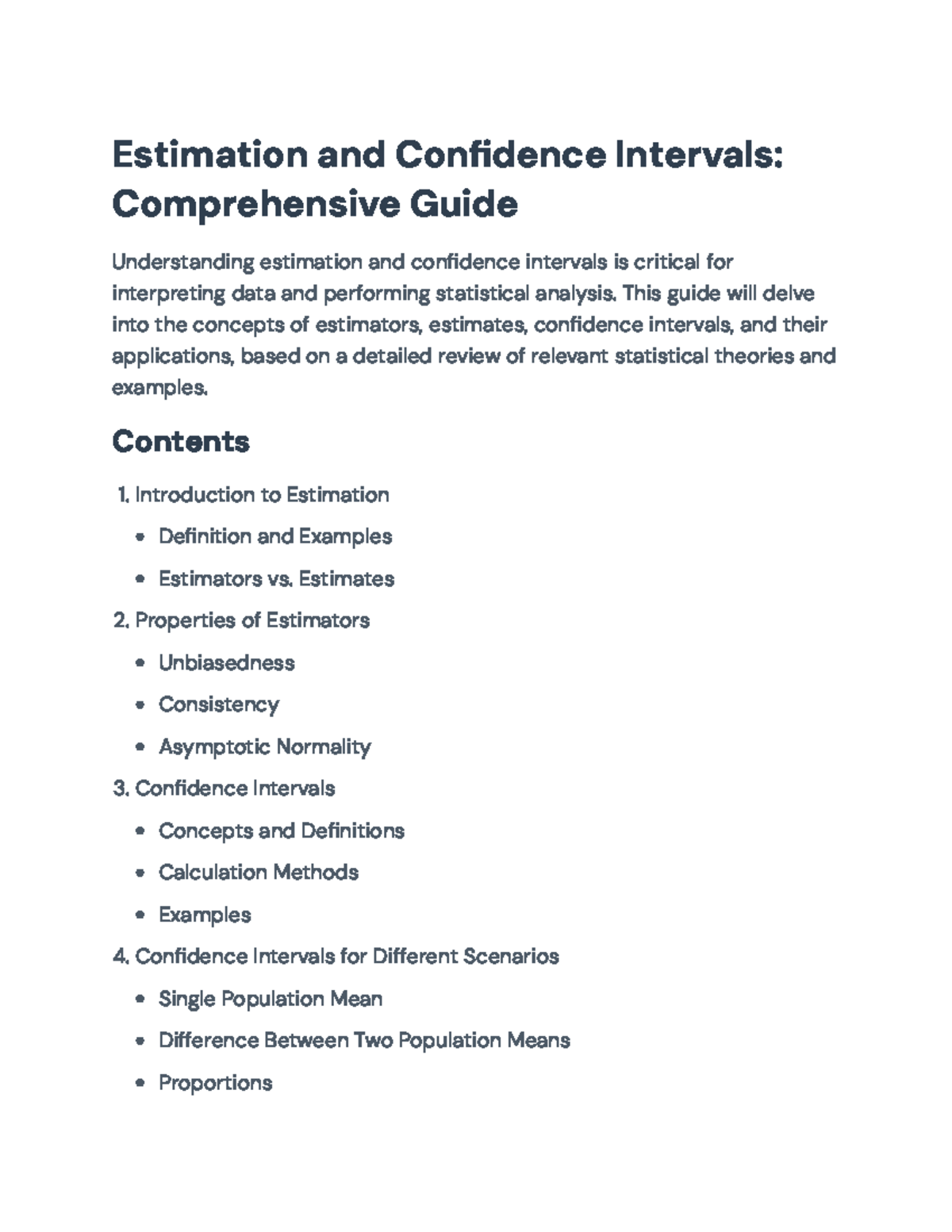 Statistical Estimation & Confidence Intervals: A Comprehensive Guide - Studocu