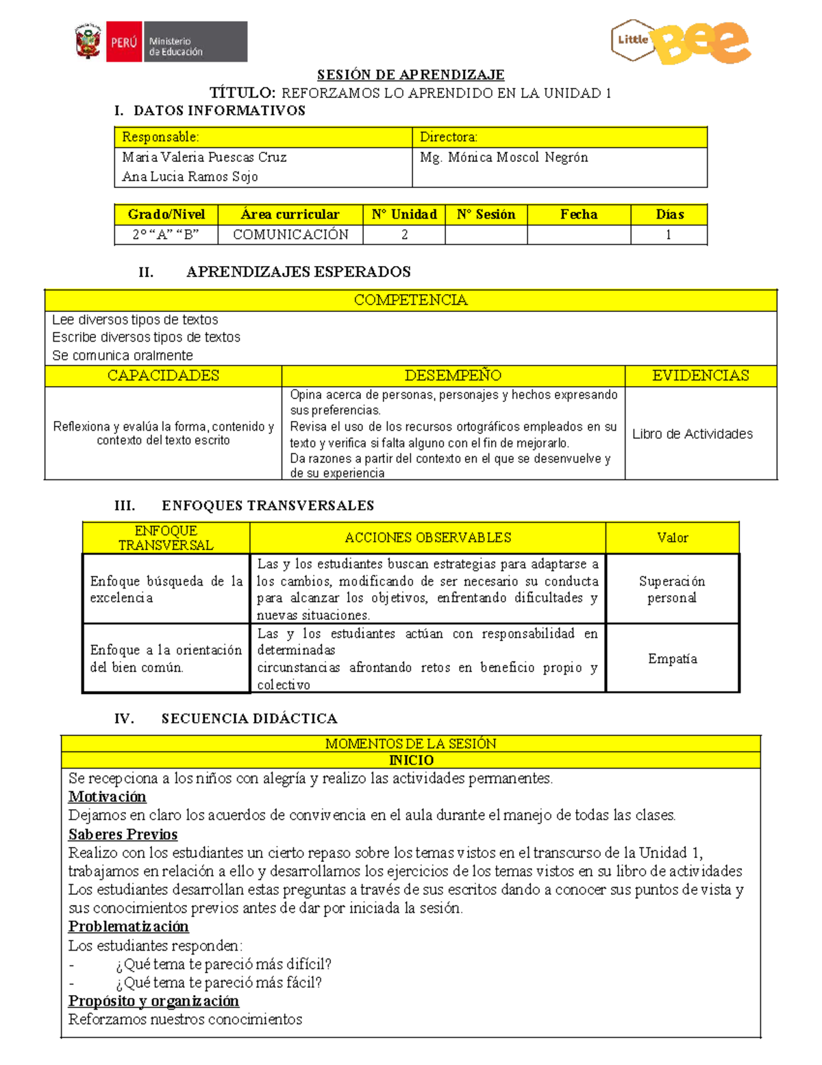 S6 - COM - Reforzamos Aprendizajes de la Unidad 1 - Studocu