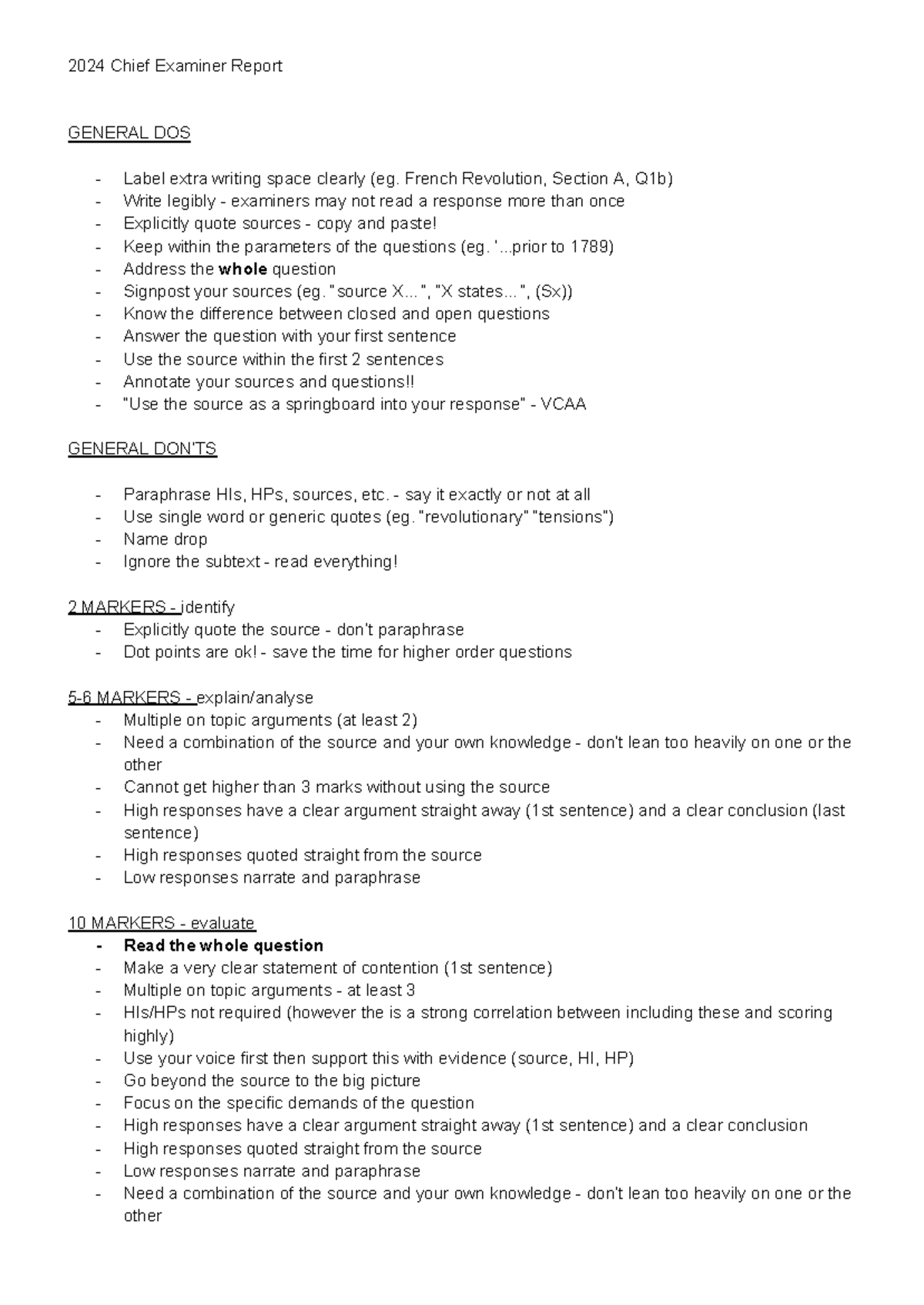 2024 VCAA SAC Exam Advice: Chief Examiner Insights - Studocu